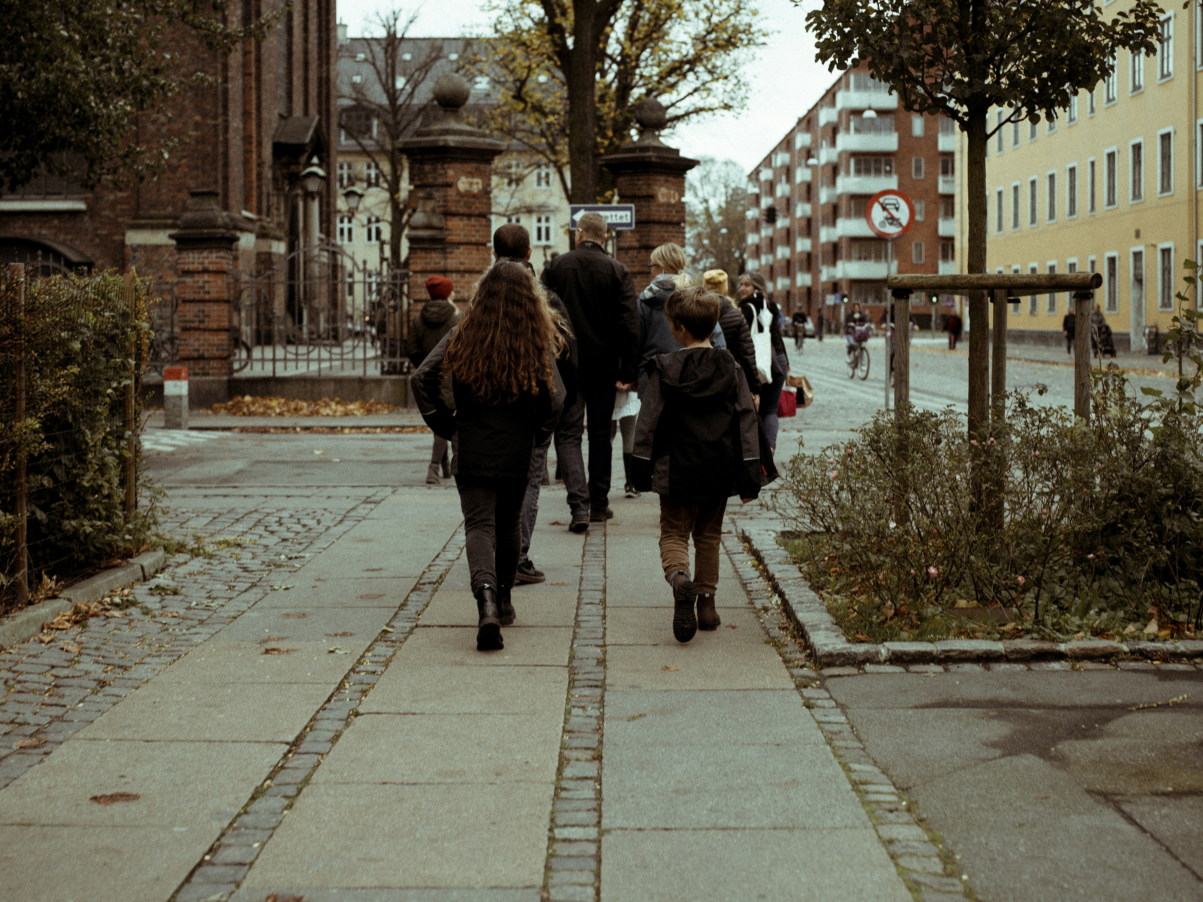 people walking on pathway near buildings during daytime