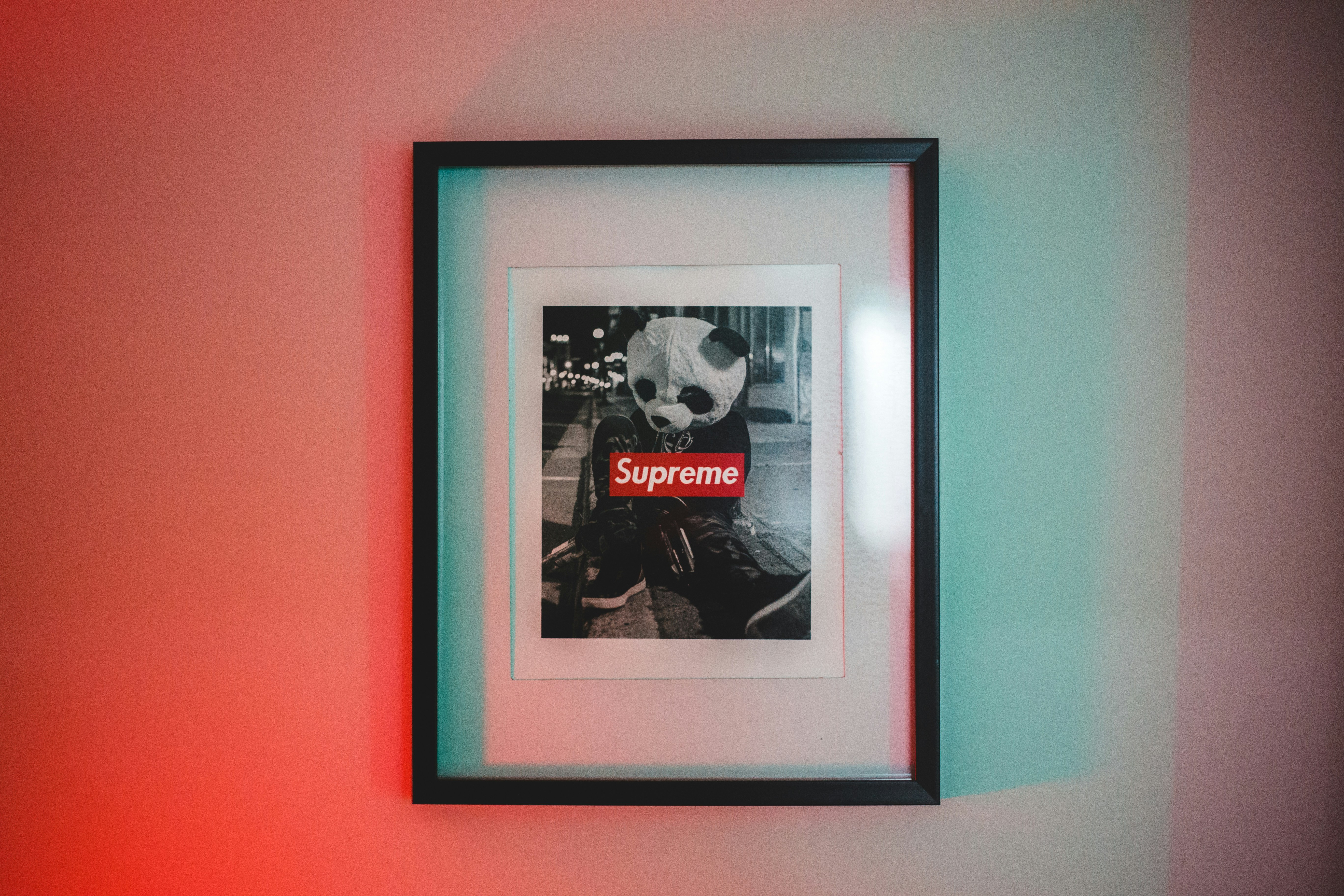 Black Supreme Panda mascot wall decor photo – Free Art Image on Unsplash