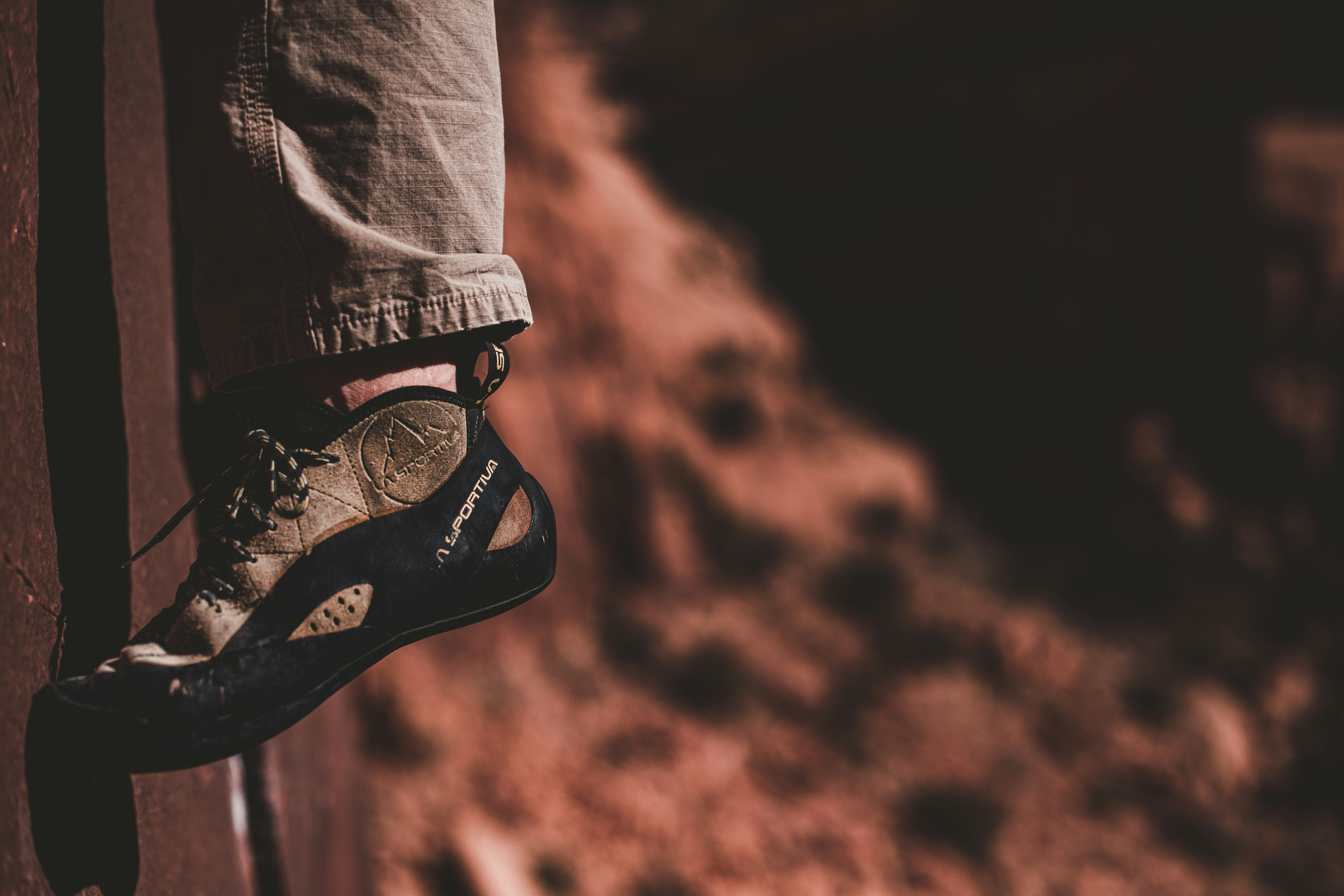 Climber's Foot in Focus: A Stairwell Edge Shot