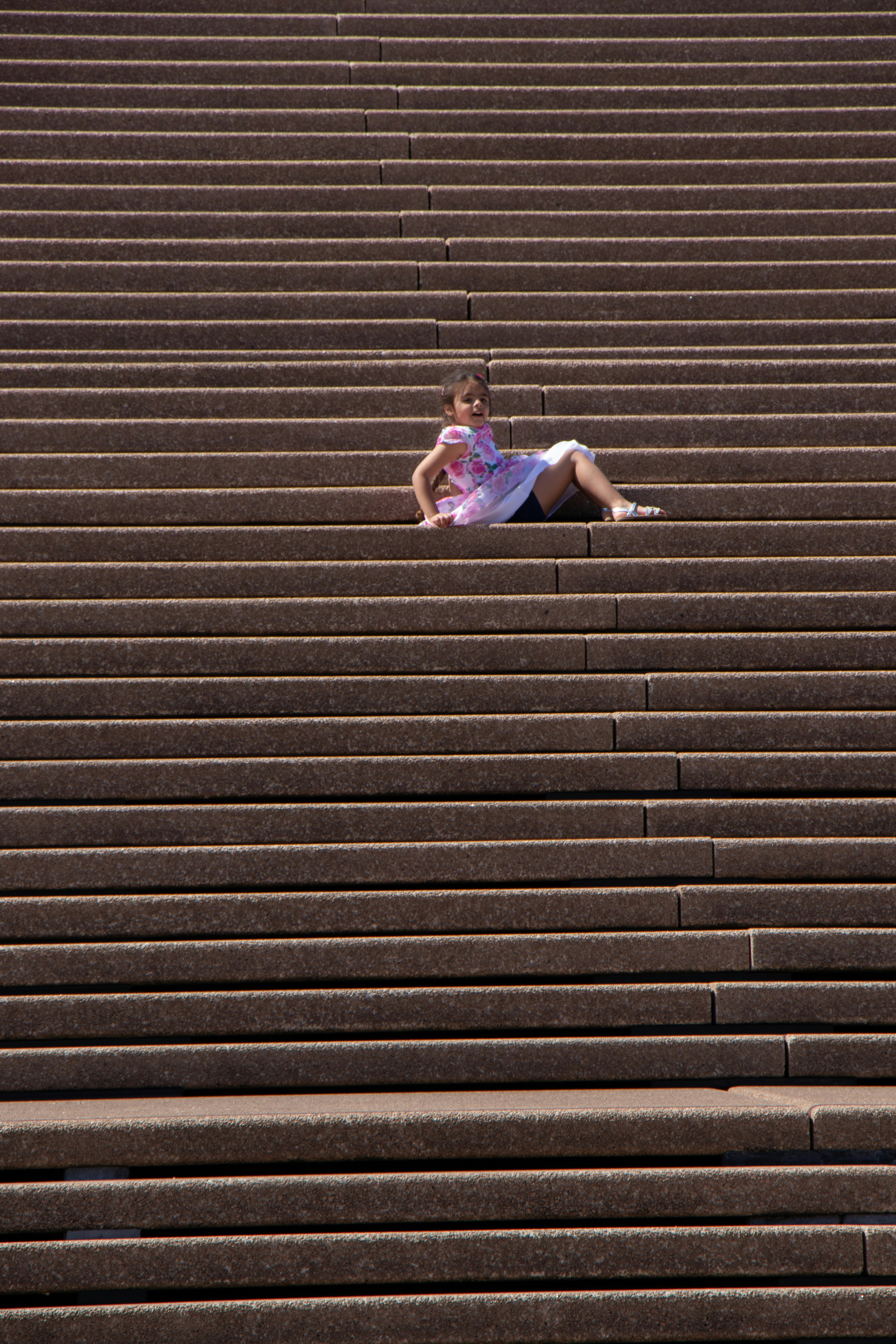 Quiet Poise on a Brick Stairway
