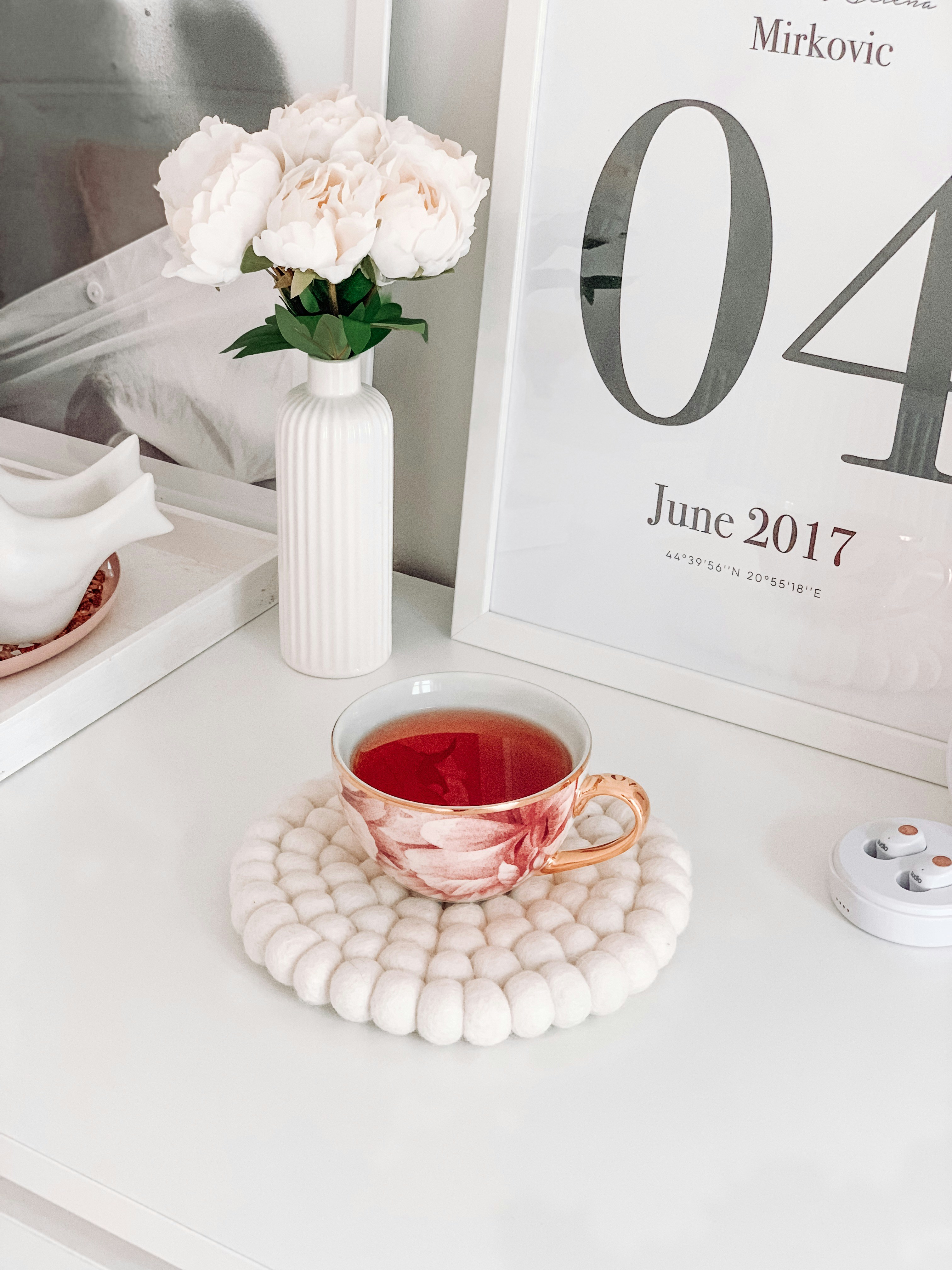 Red and white ceramic teacup filled with red liquid photo – Free Flower ...