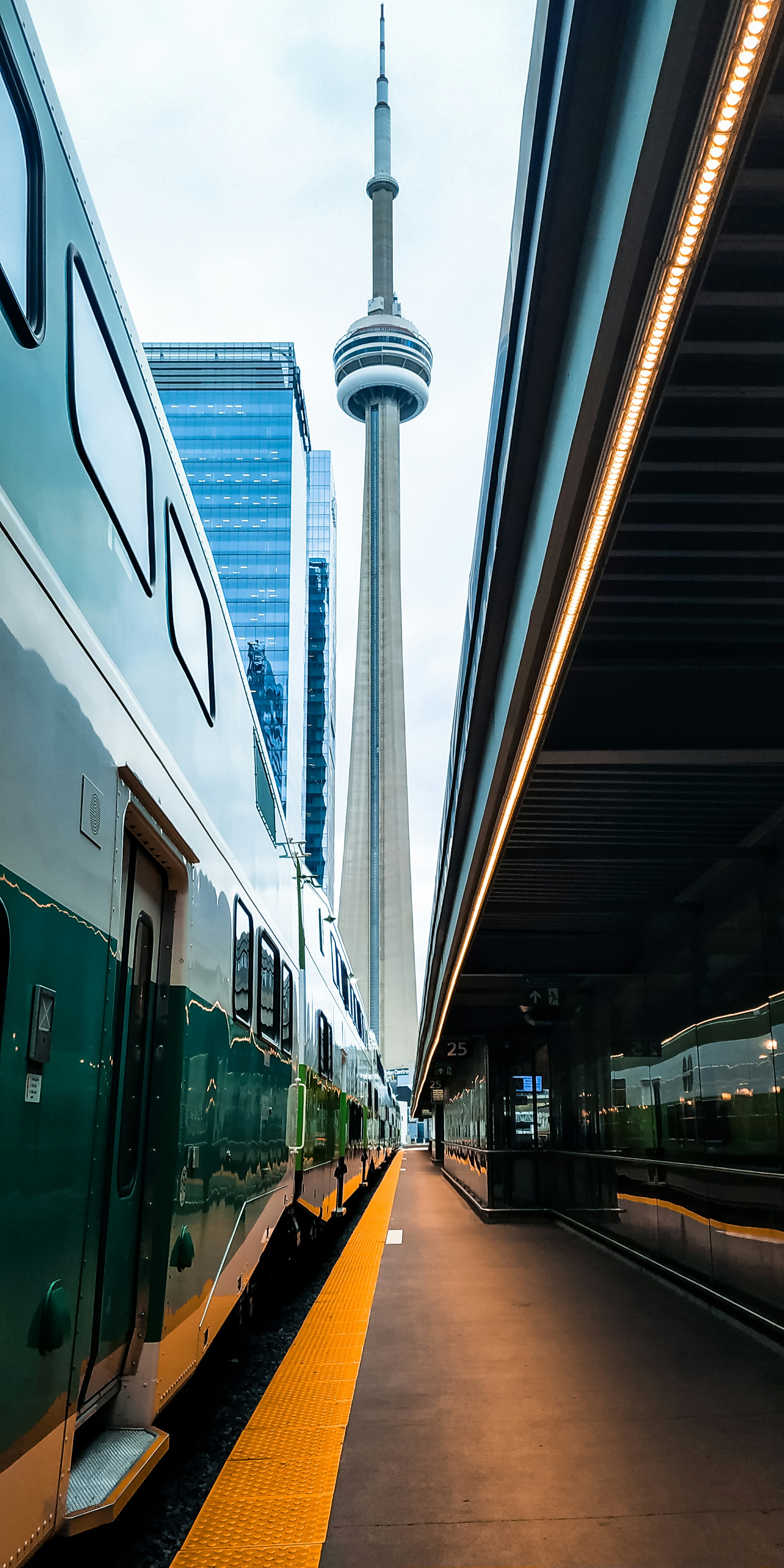 Cn tower and go train from the UNion station.