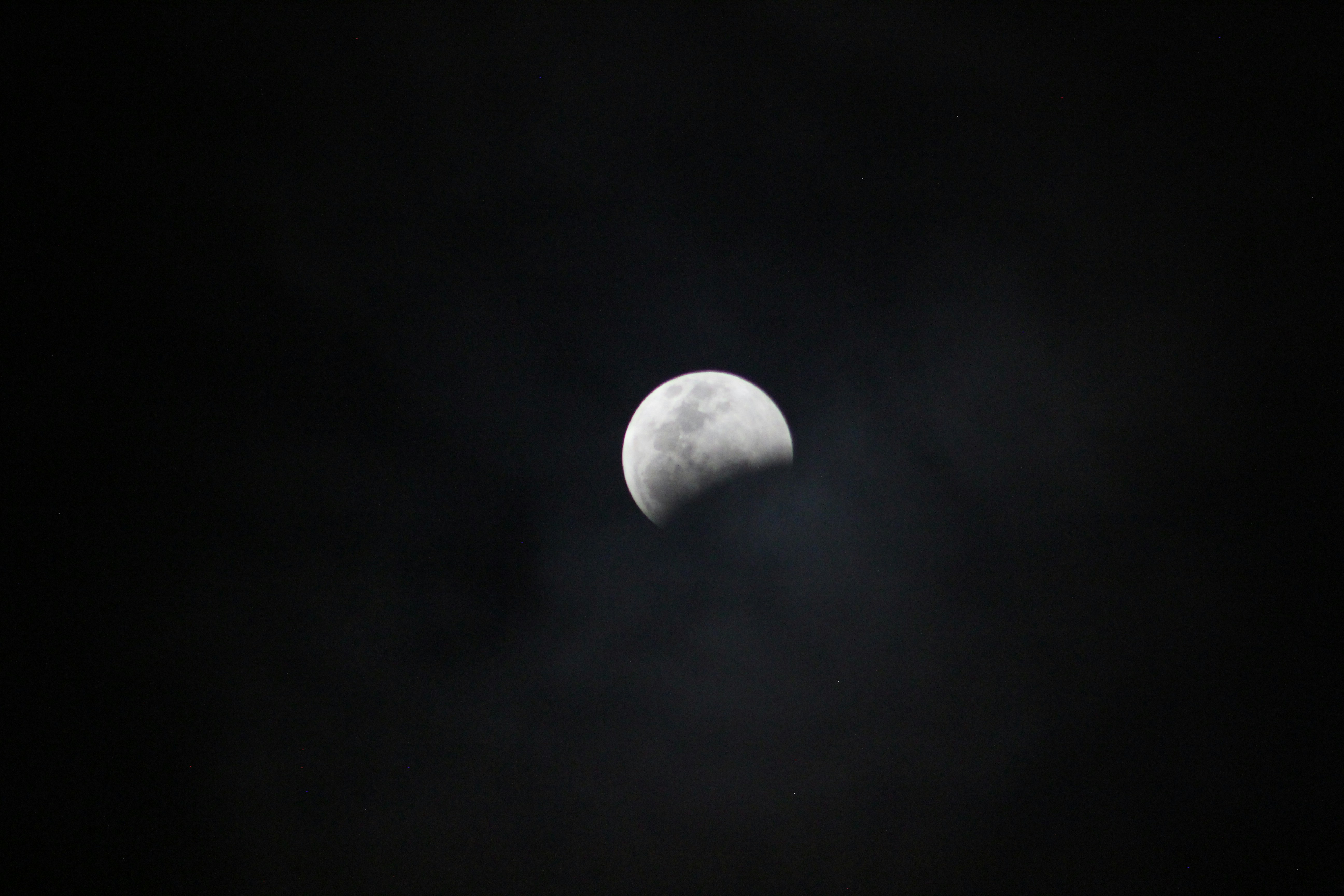 Moon in a Cloud Veil over a Quiet Night Sky