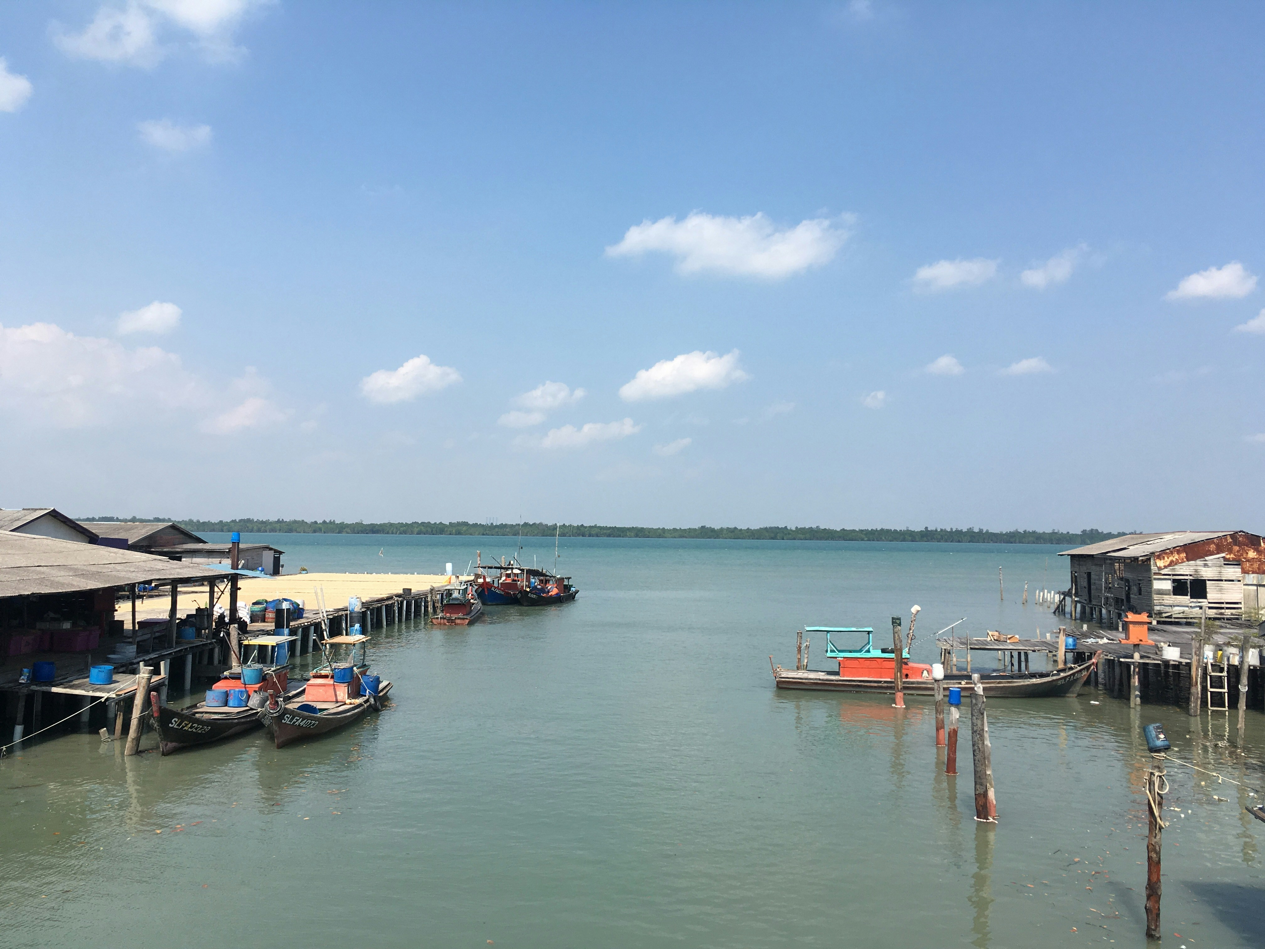 Boats docked beside docks with houses photo – Free Blue Image on Unsplash