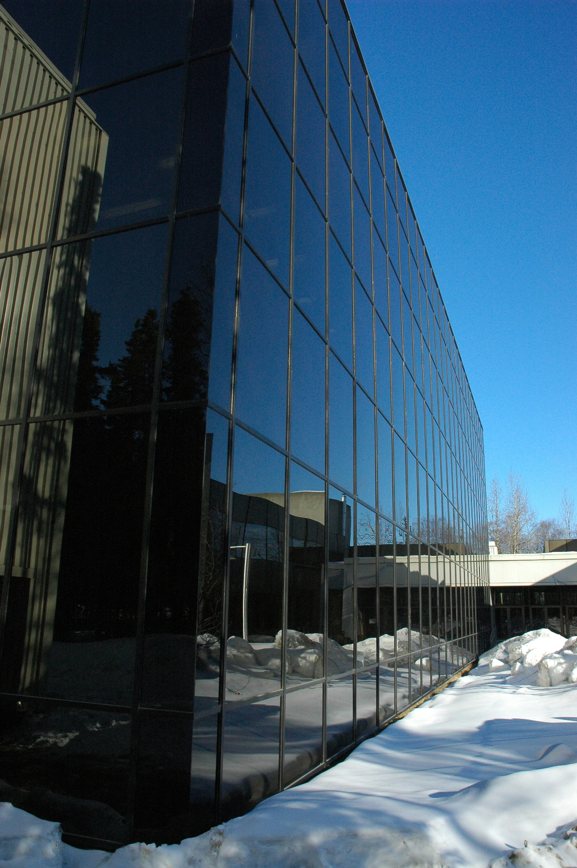 Winter Light Framing a Glass Facade's Endless Reflections
