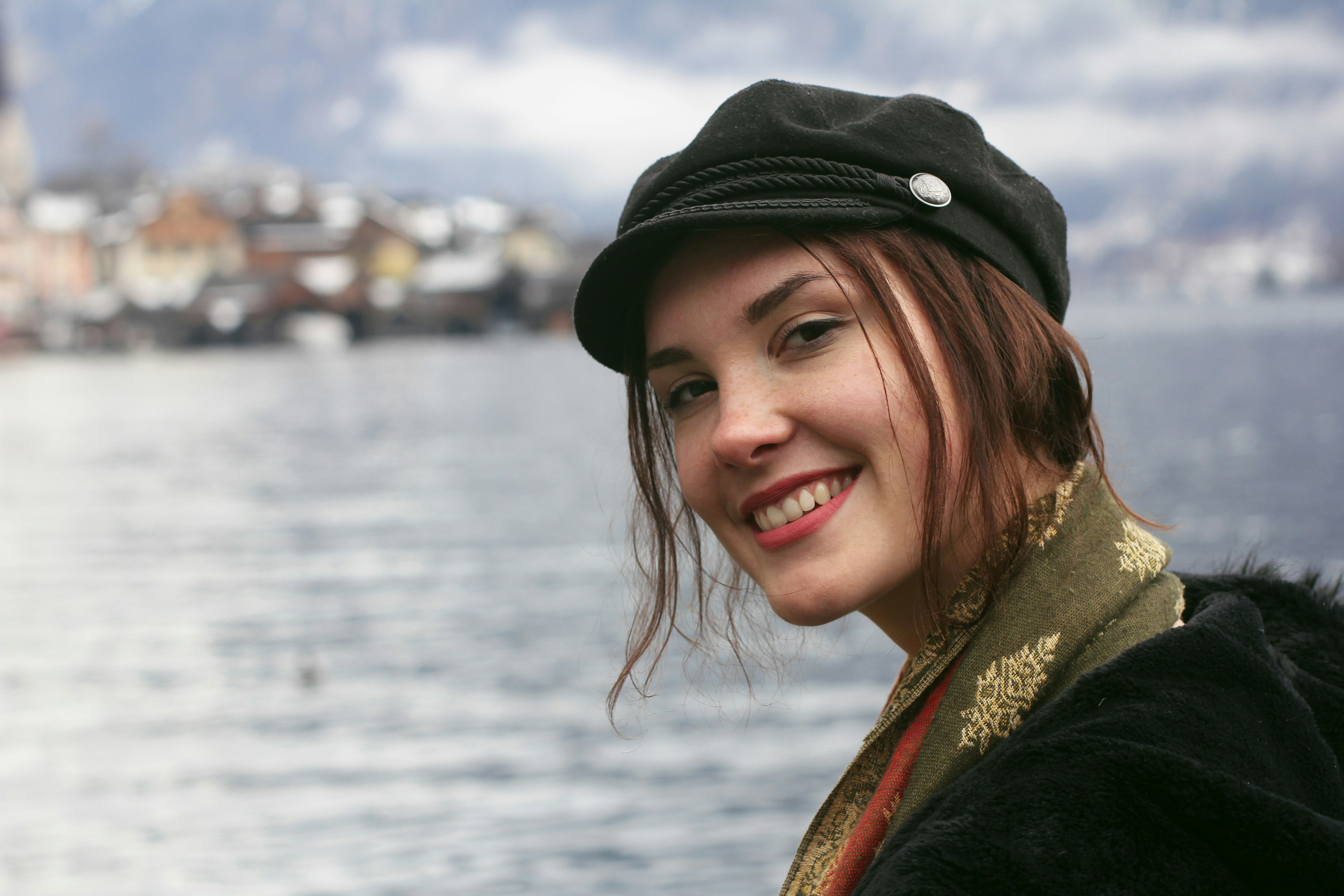 smiling woman wearing black top