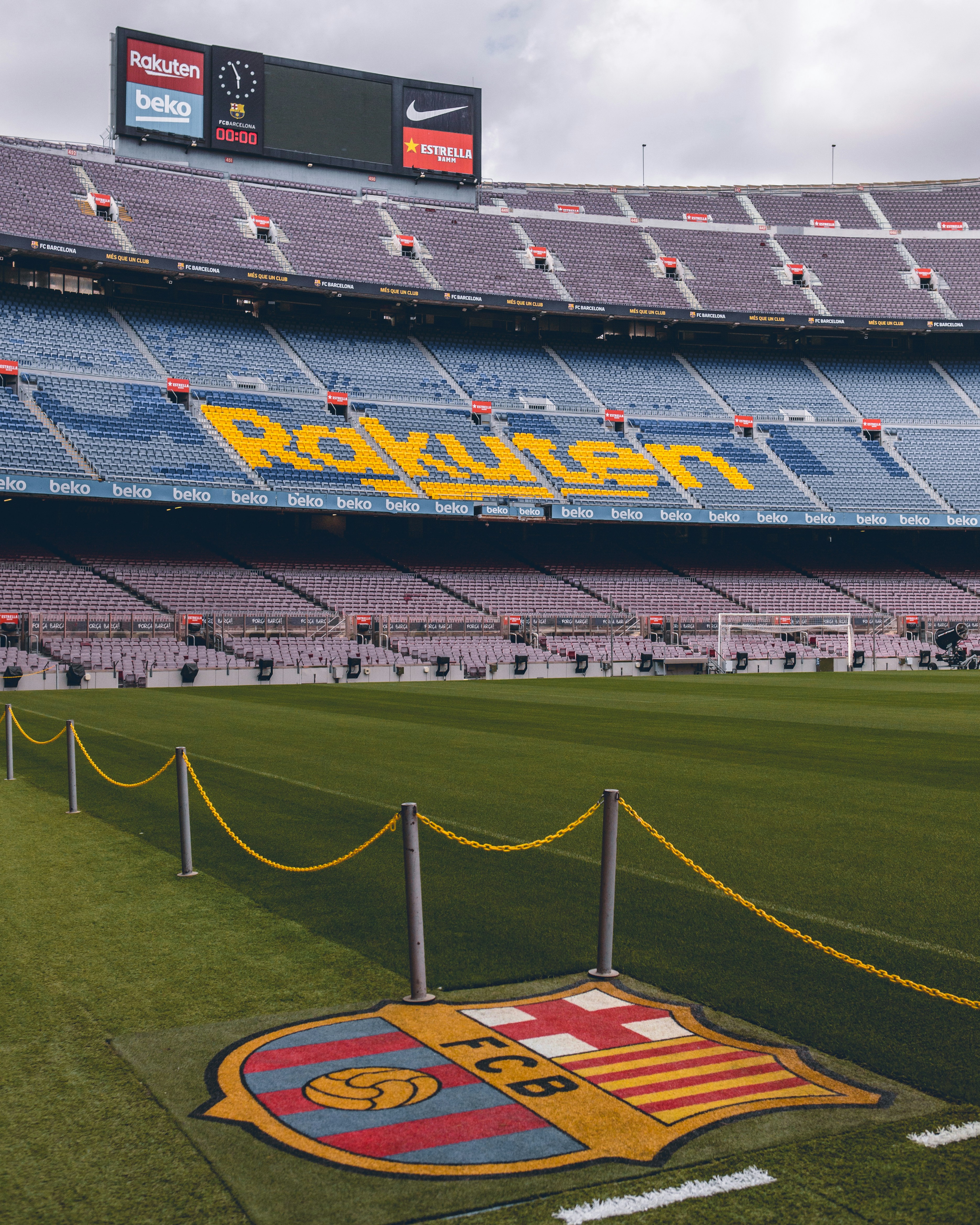 FCB Crest on the Fabric of a Grand Stadium
