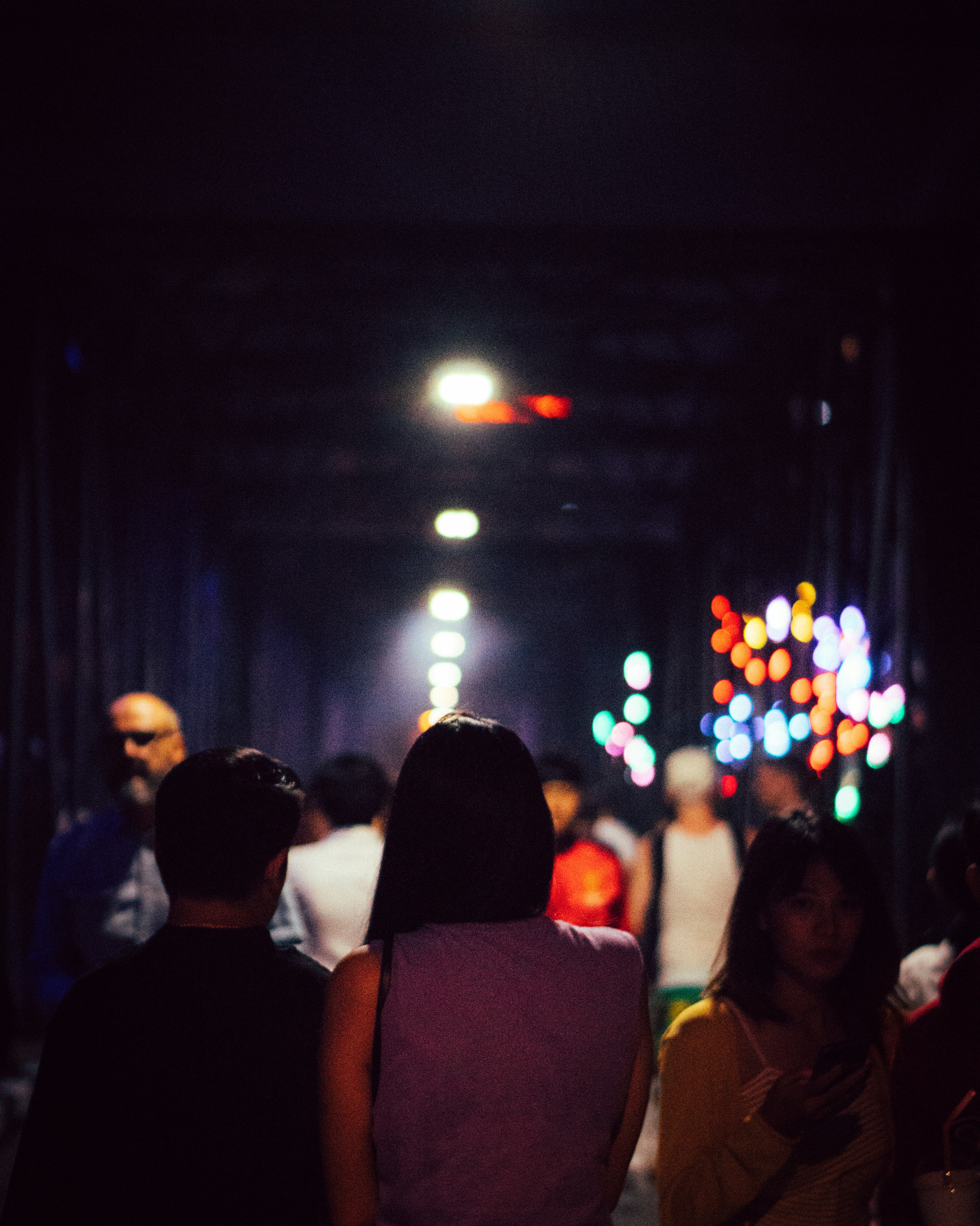 A group of people standing on a bridge at night photo – Free Chiang mai ...