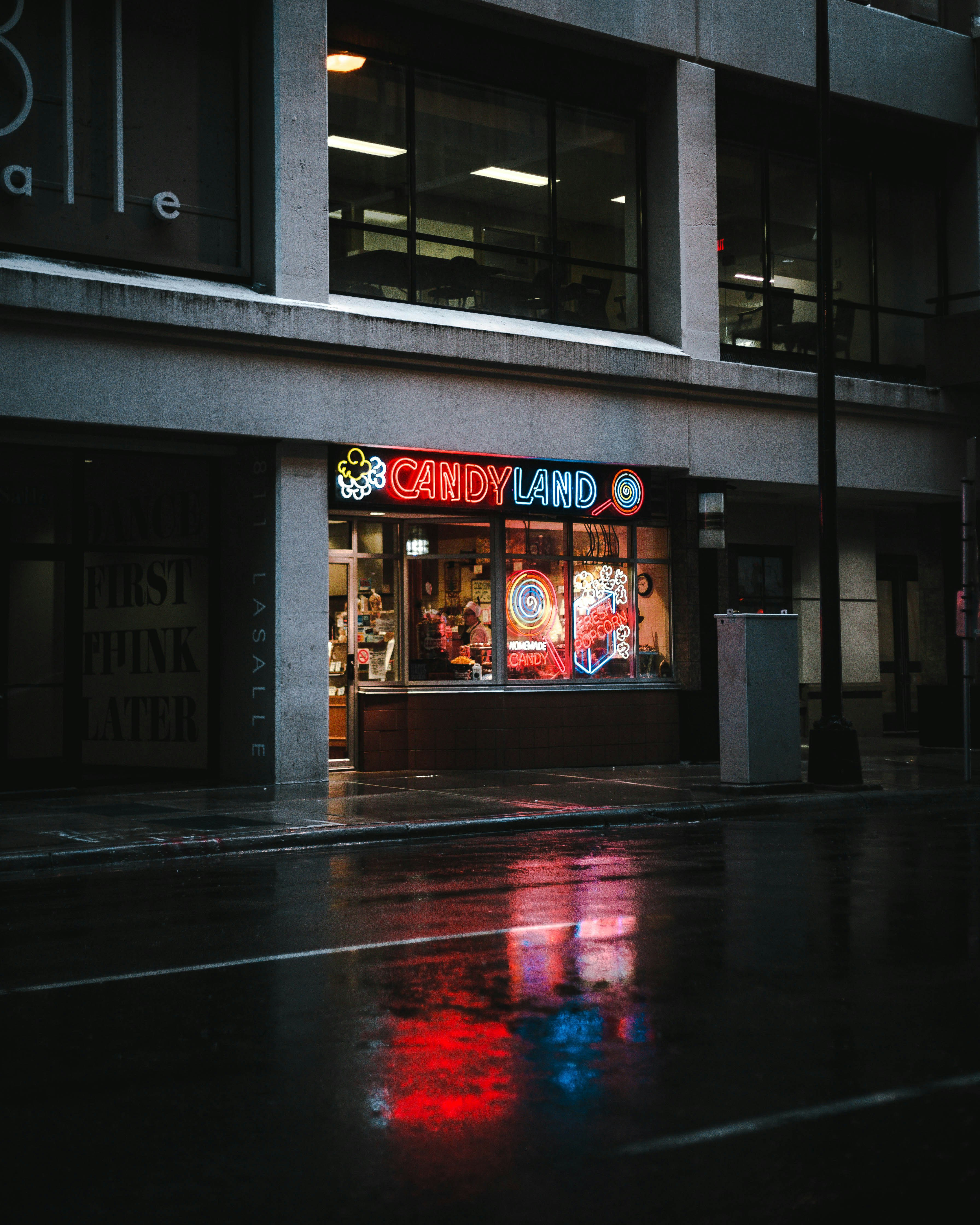 rainy shot of candyland store | Candy Land store