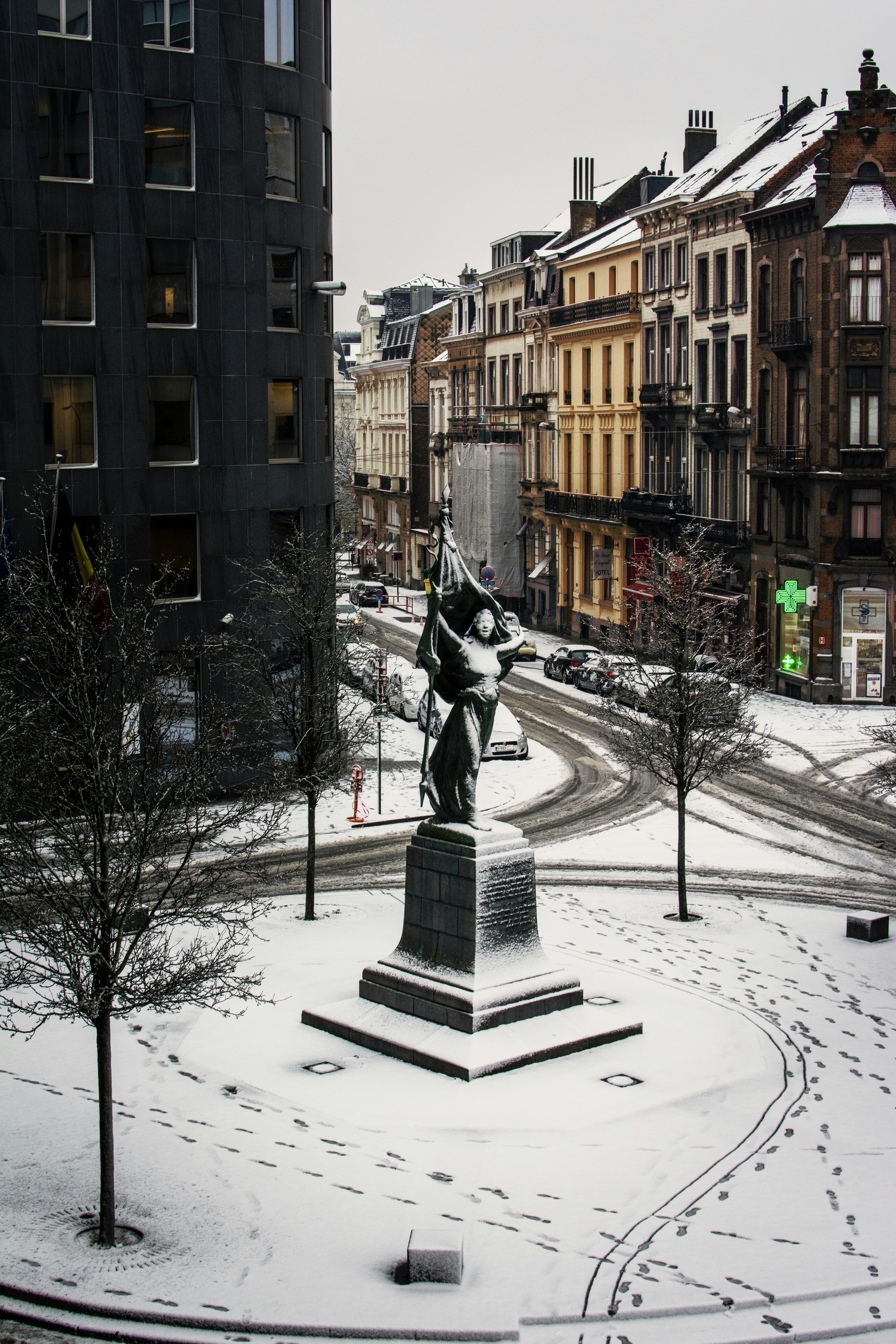 Snow in Brussels, Belgium
