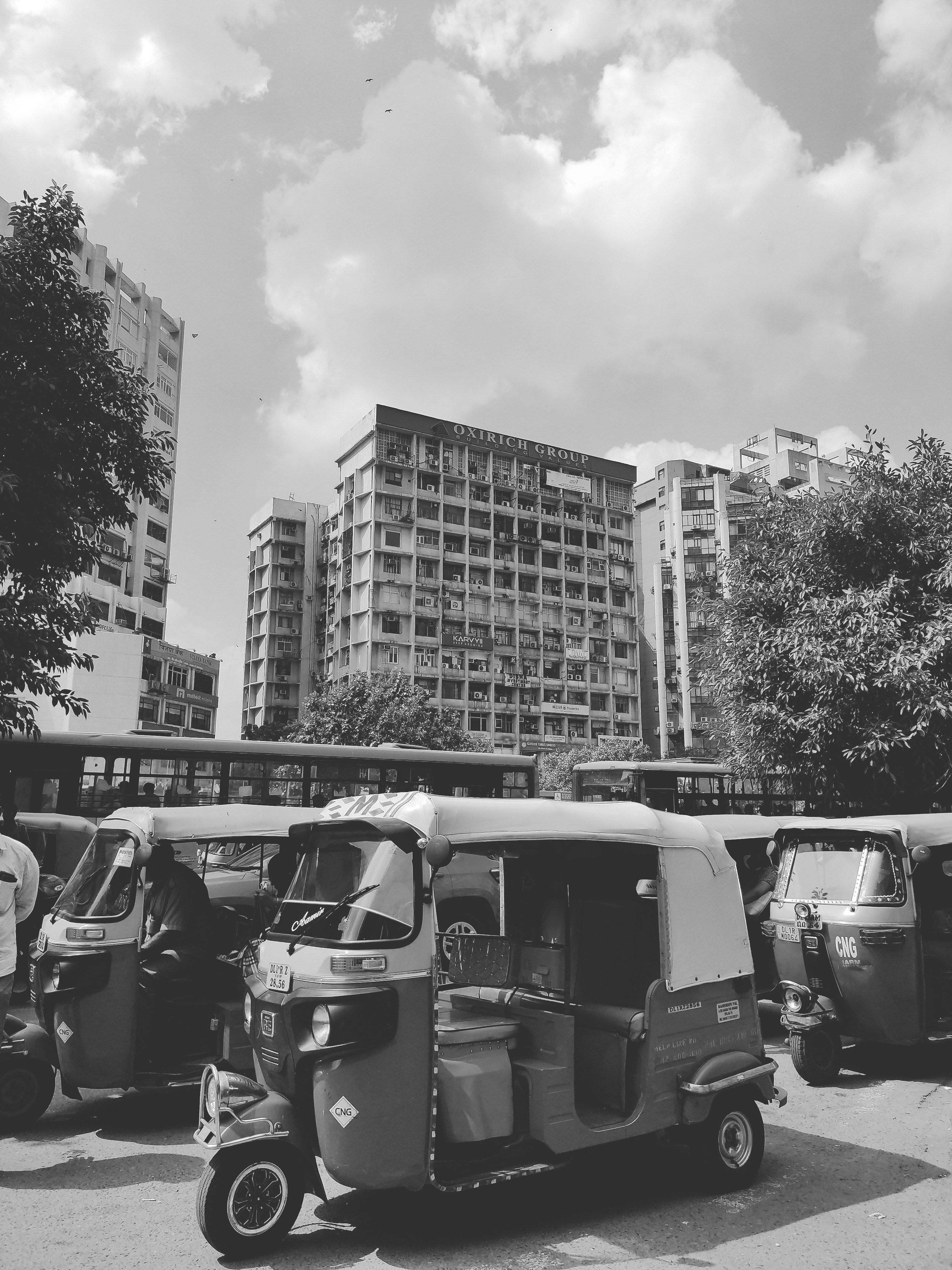 Grayscale photography of auto rickshaws in the street photo – Free Car ...