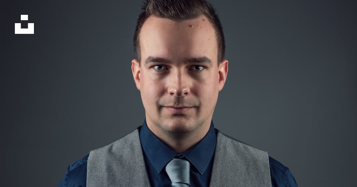 Man Wearing Blue Dress Shirt And Gray Waistcoat Photo Free Grey Image