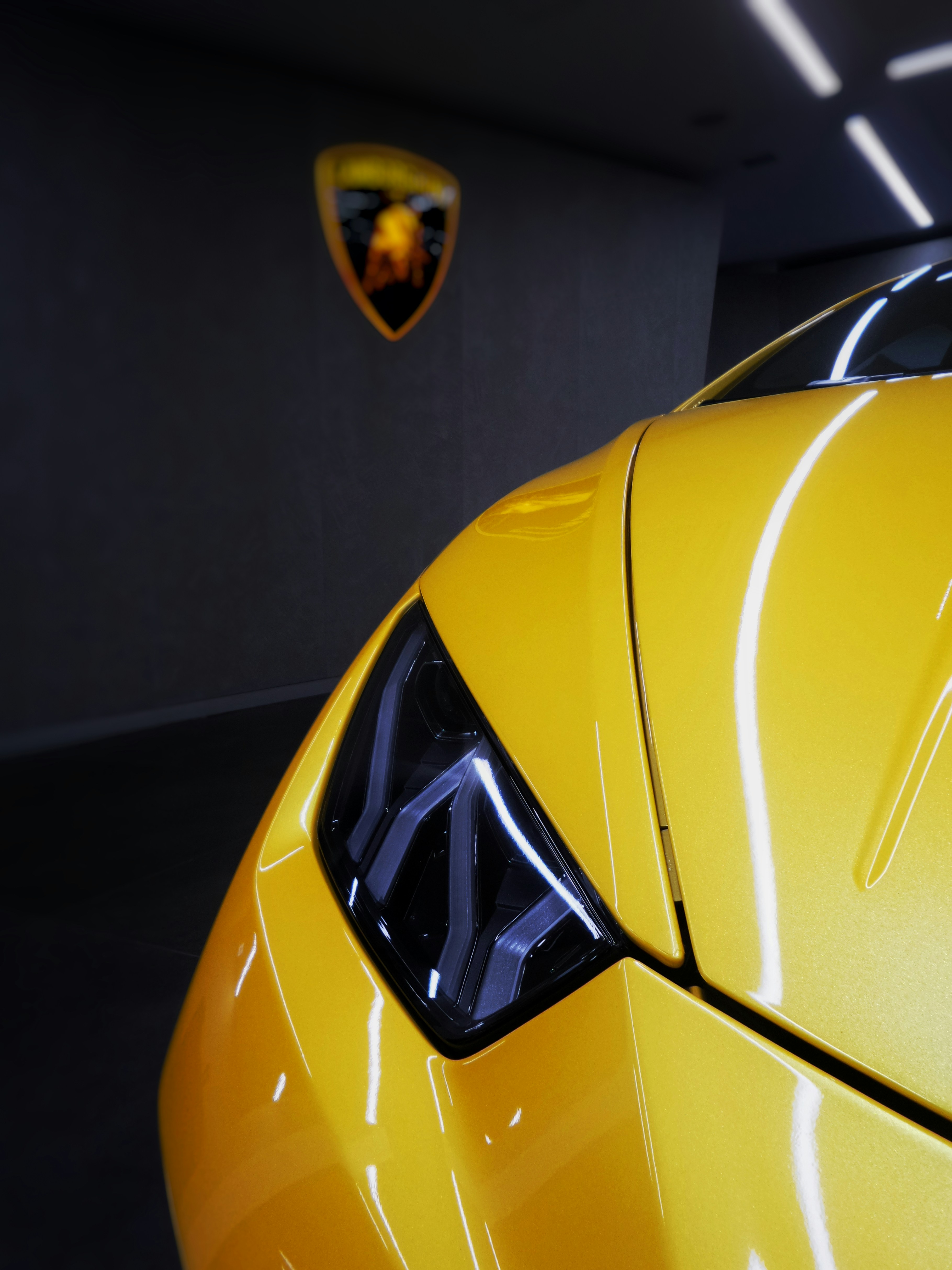 Chromatic Command: The Front Quarter of a Yellow Lamborghini