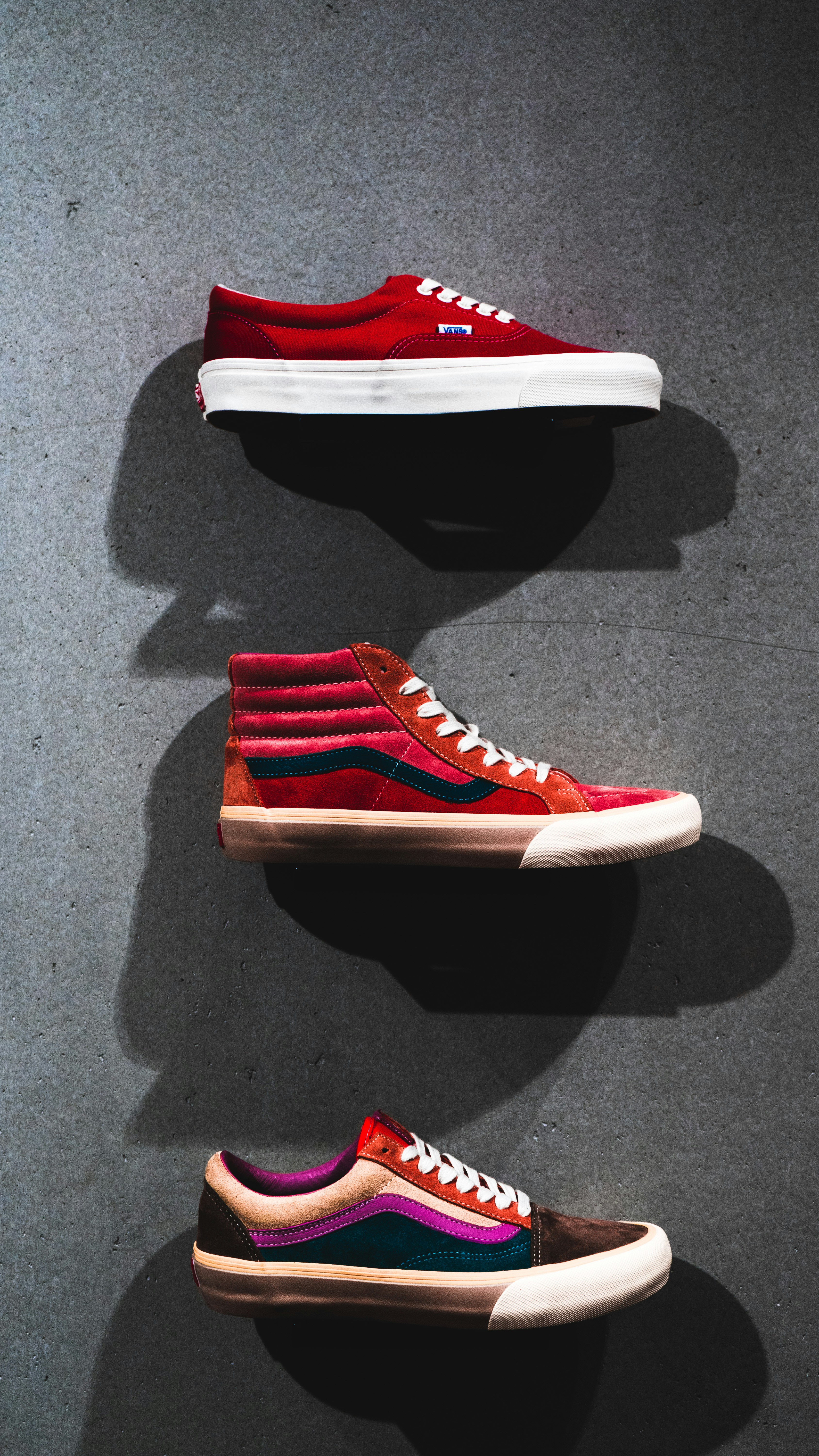 Three assorted-color Vans low-top sneakers photo – Free Brown Image on ...