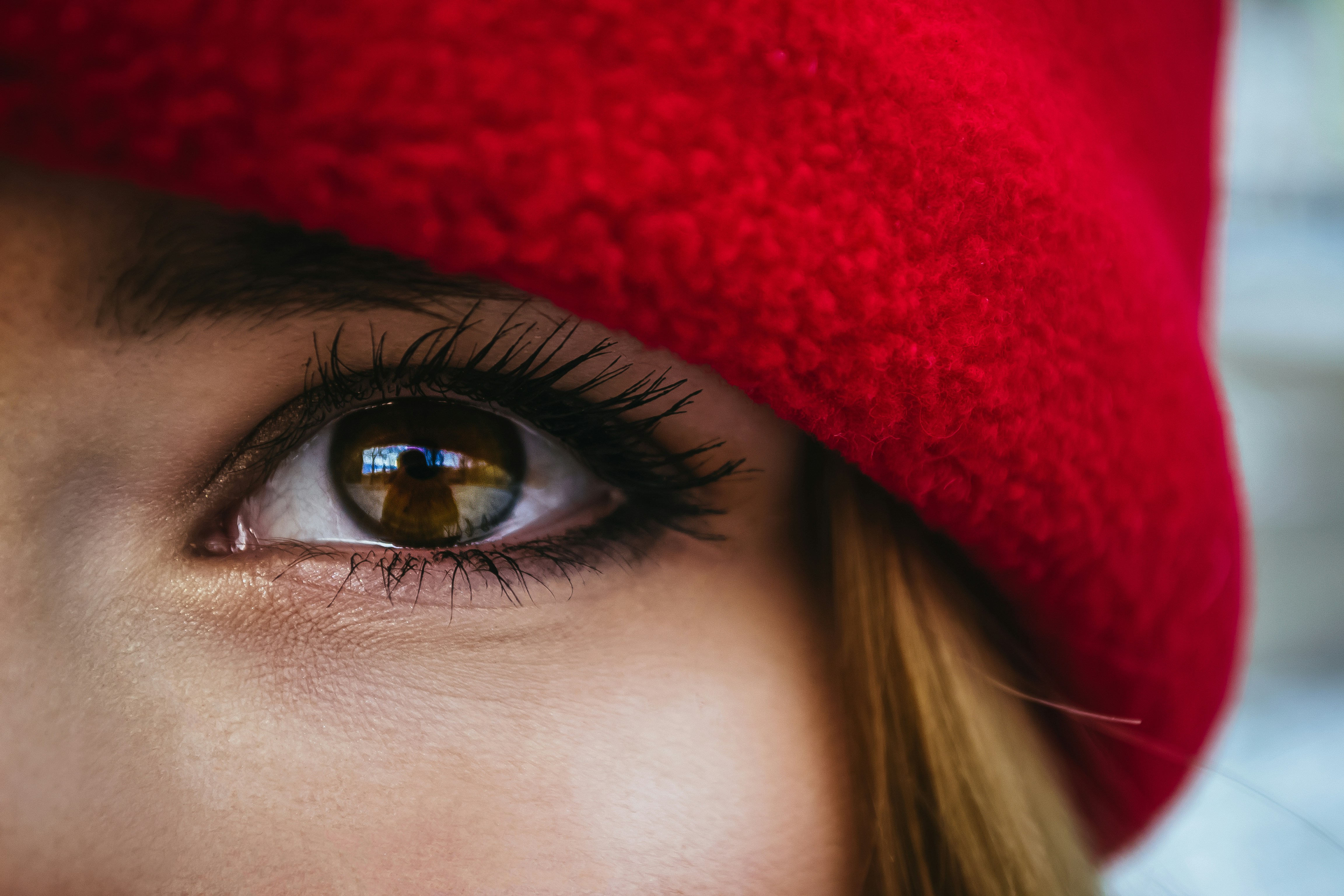 Selective focus photography of woman wearing red knit cap photo – Free ...