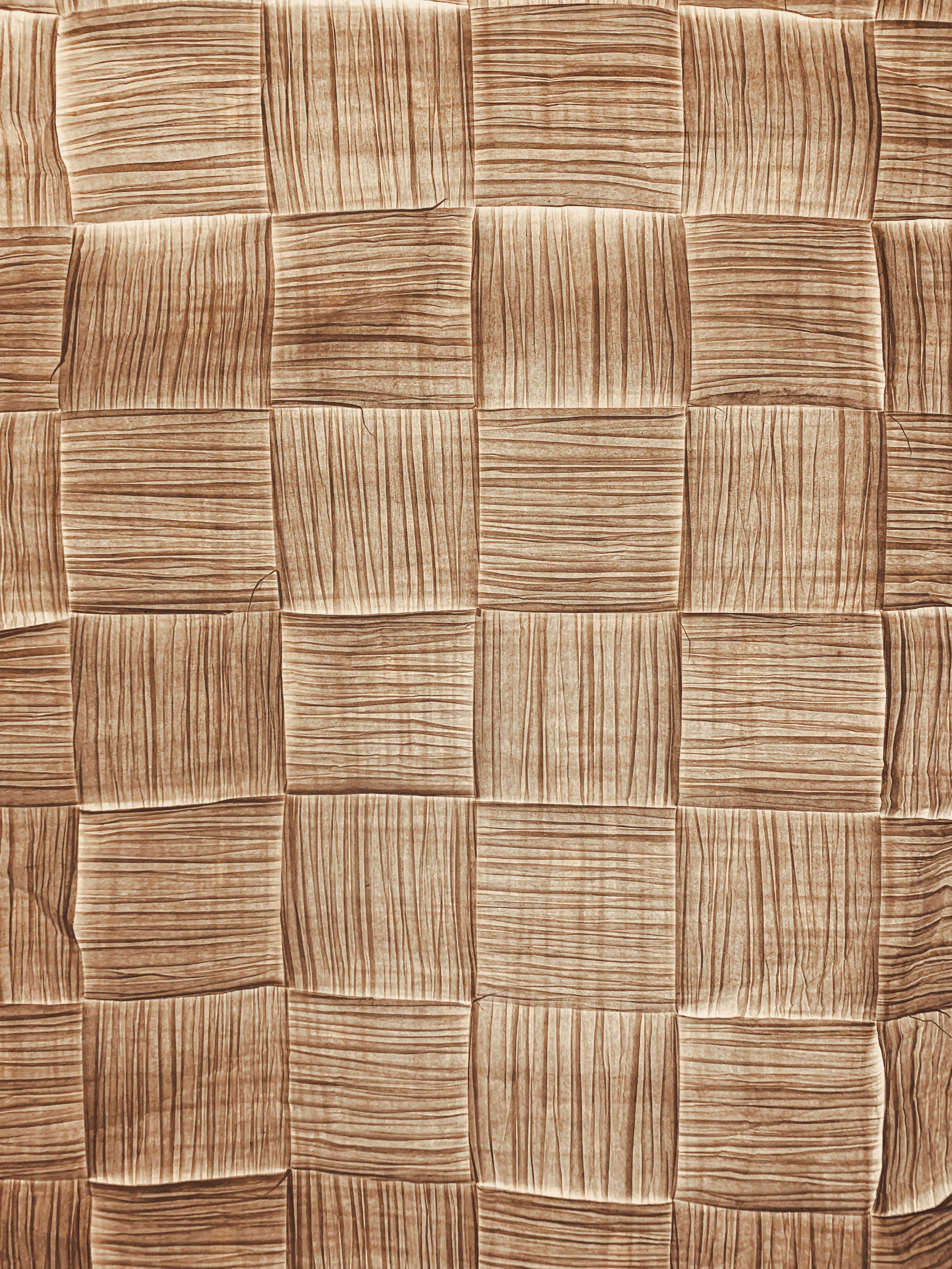 Coppery Checkered Grain: A Close-Up Study of Textured Wood Tiles
