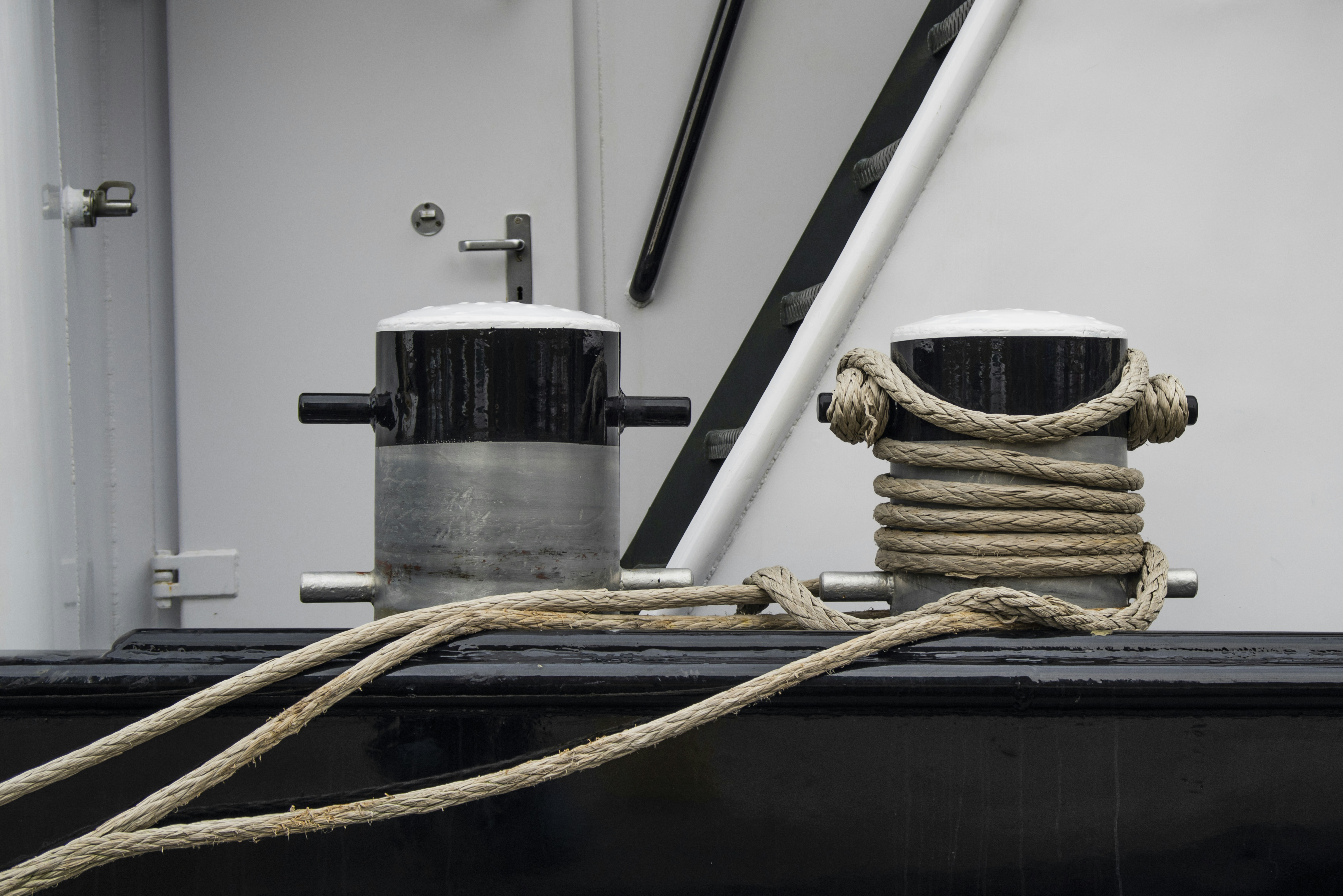 Coiled Mooring Rope: A Dockside Moment of Textured Detail