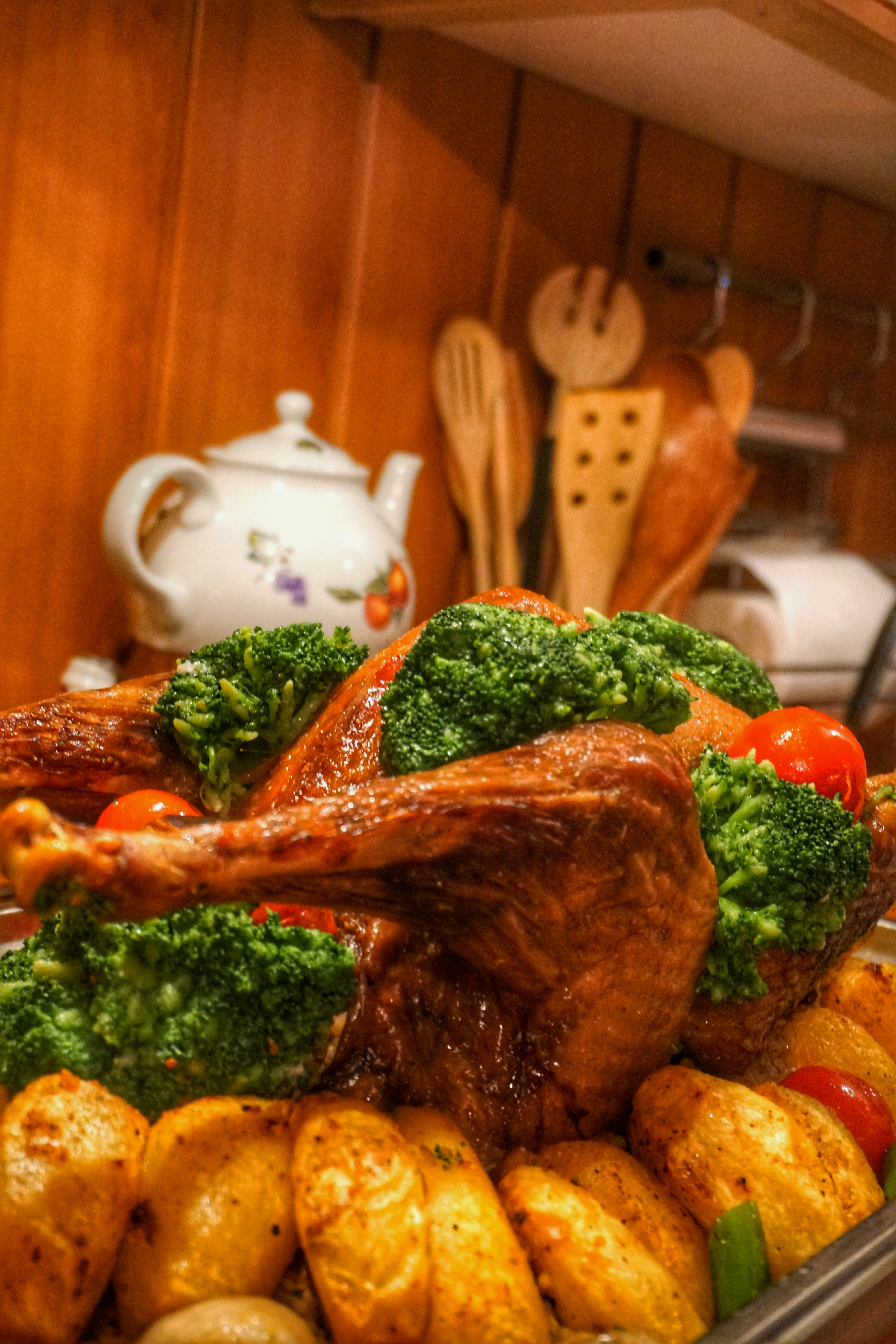 Centerpiece Roast Crowned with Broccoli and Roasted Potatoes