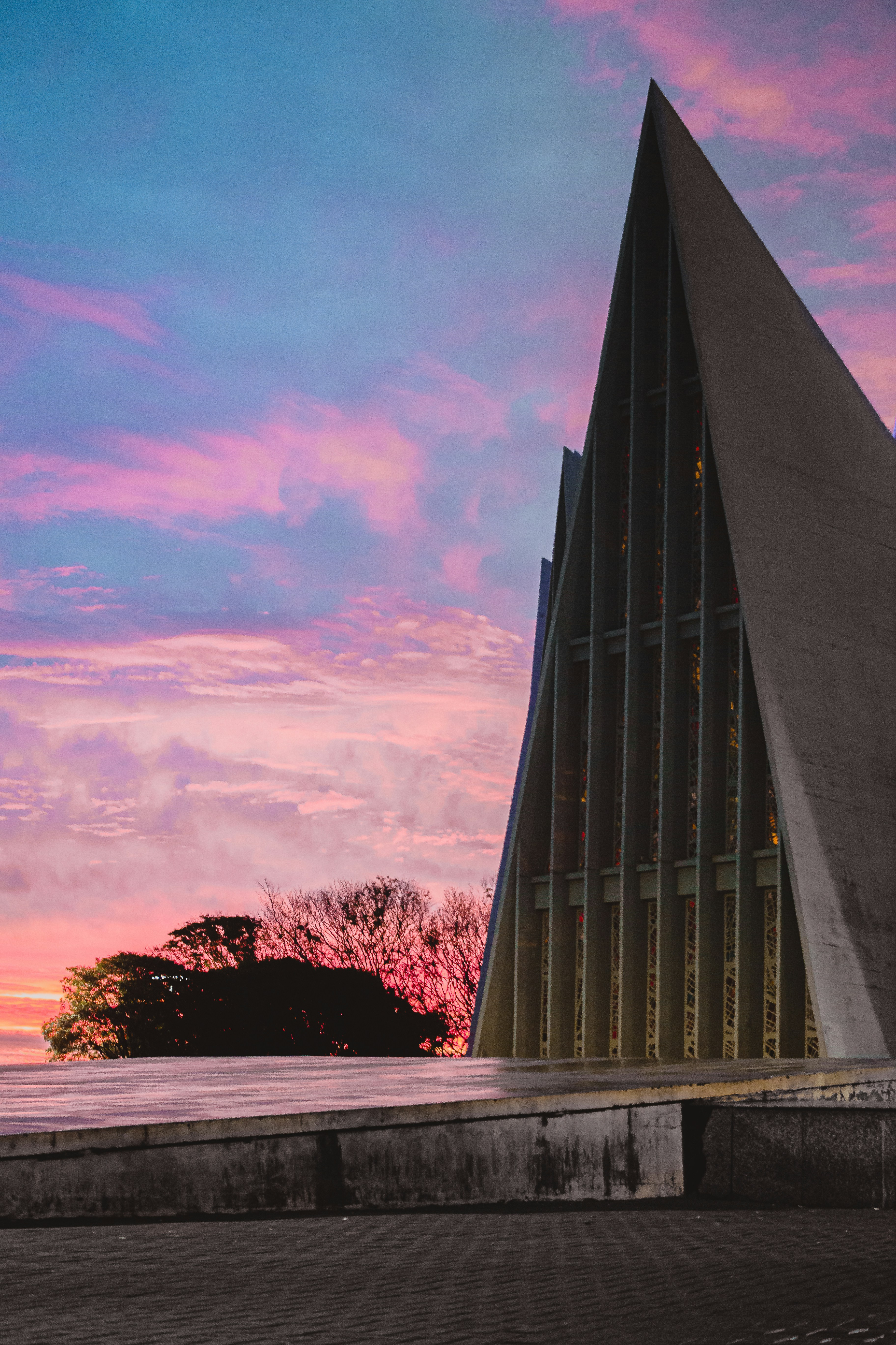 Guardian of the V-shaped Arch: Sunset at an Angular Monolith