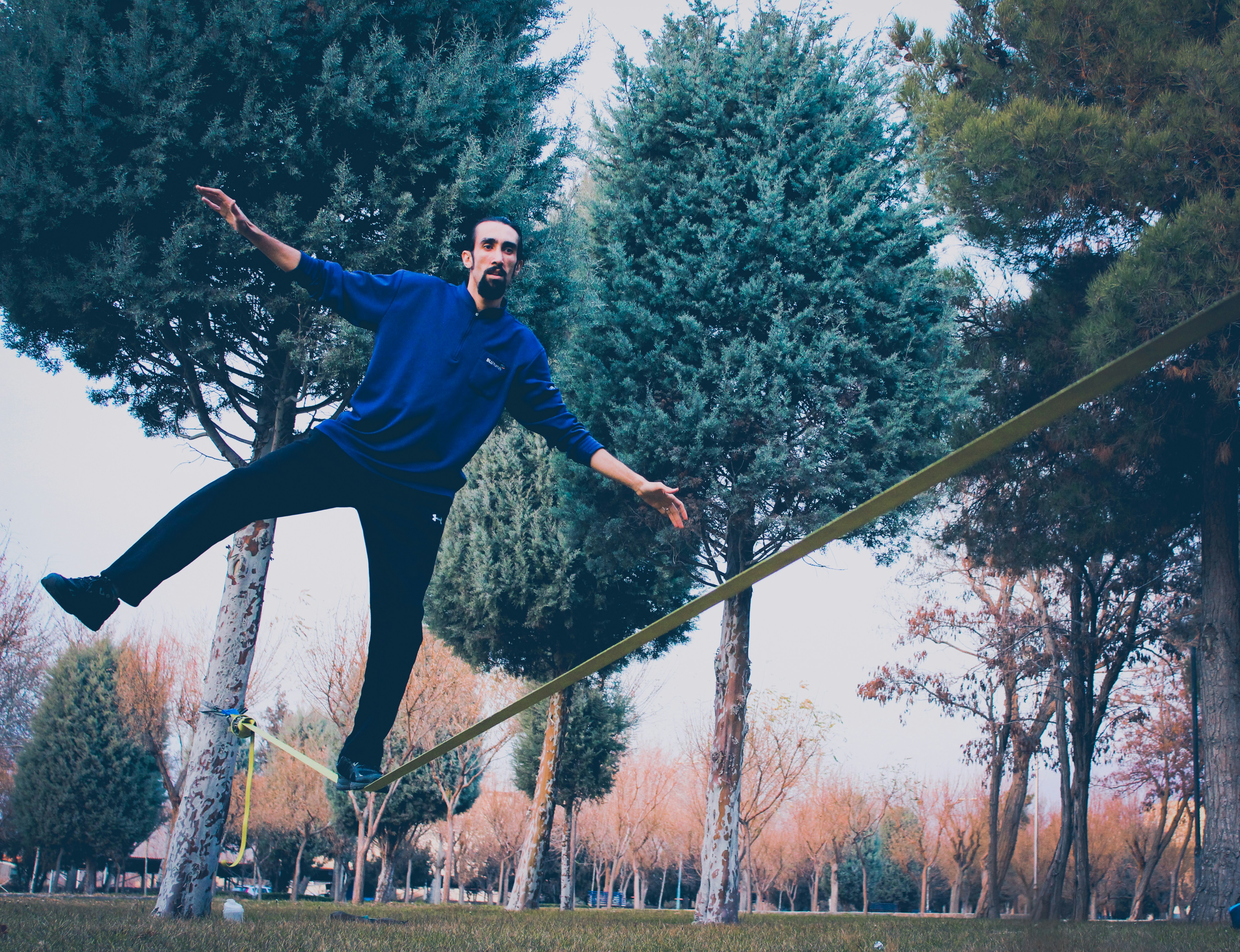Woman balancing on strap tied to trees during day photo – Free Human ...