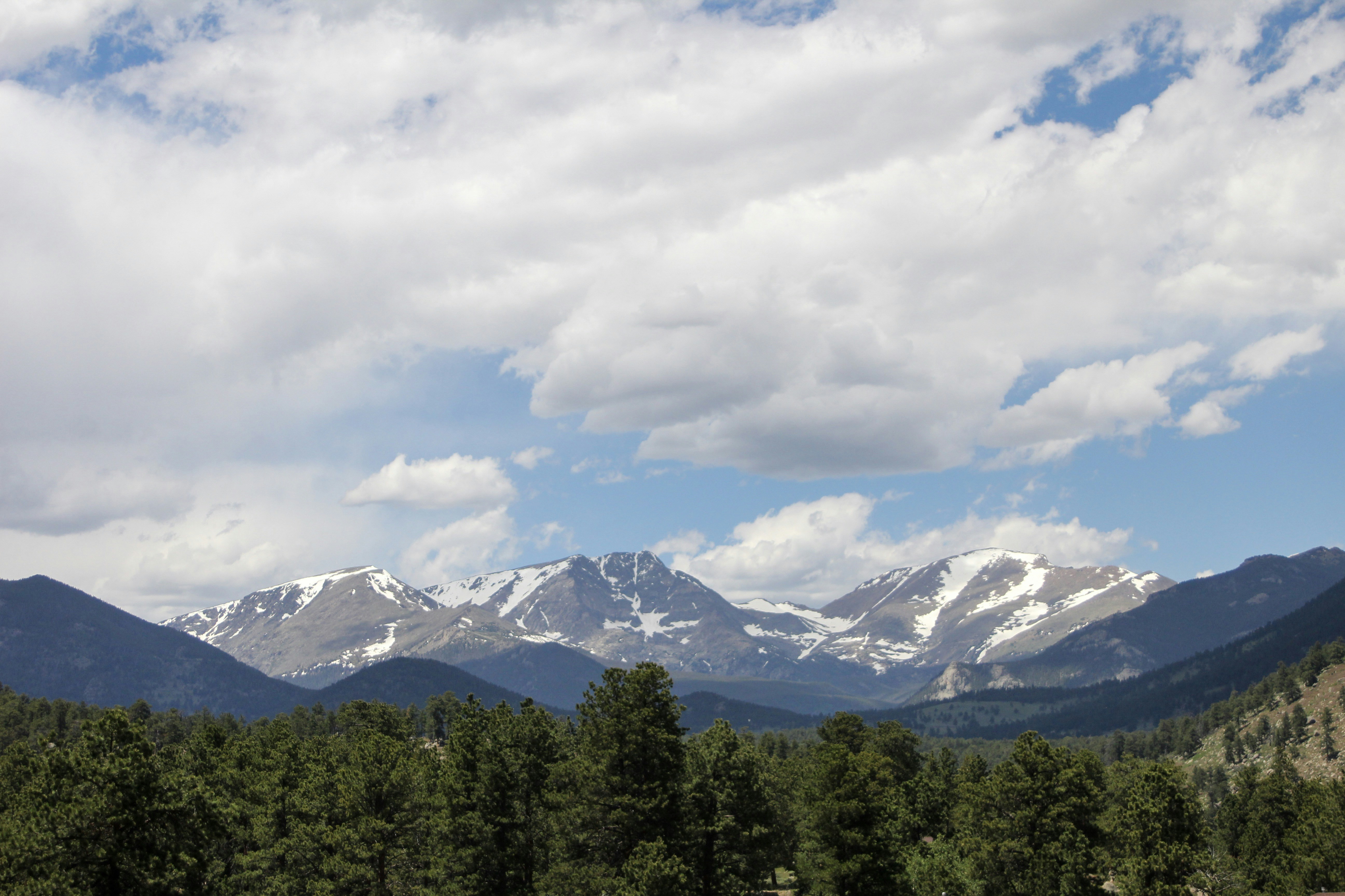 Snow Capped Mountains | green trees