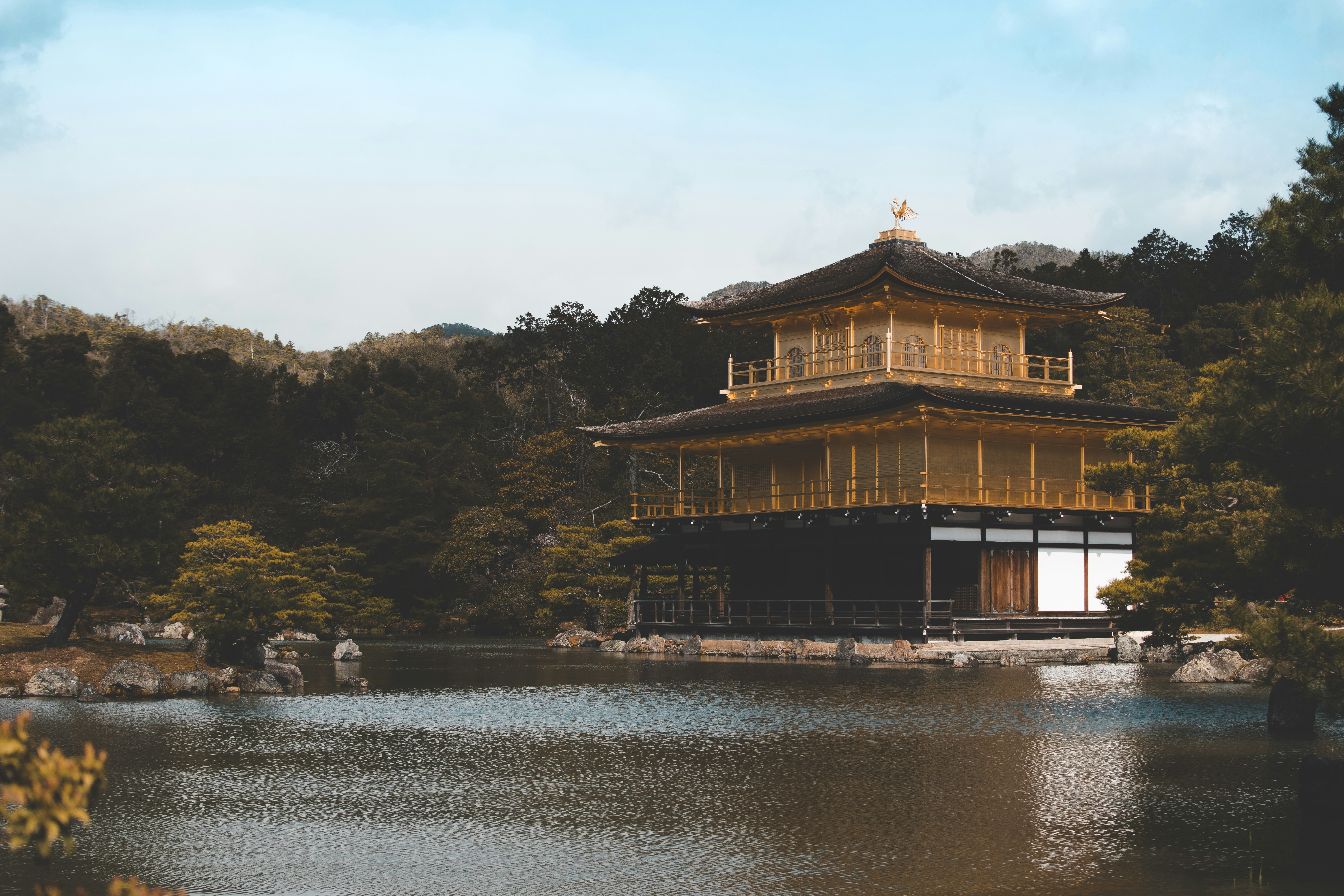 Golden Pavilion Reflects Quietly on the Water