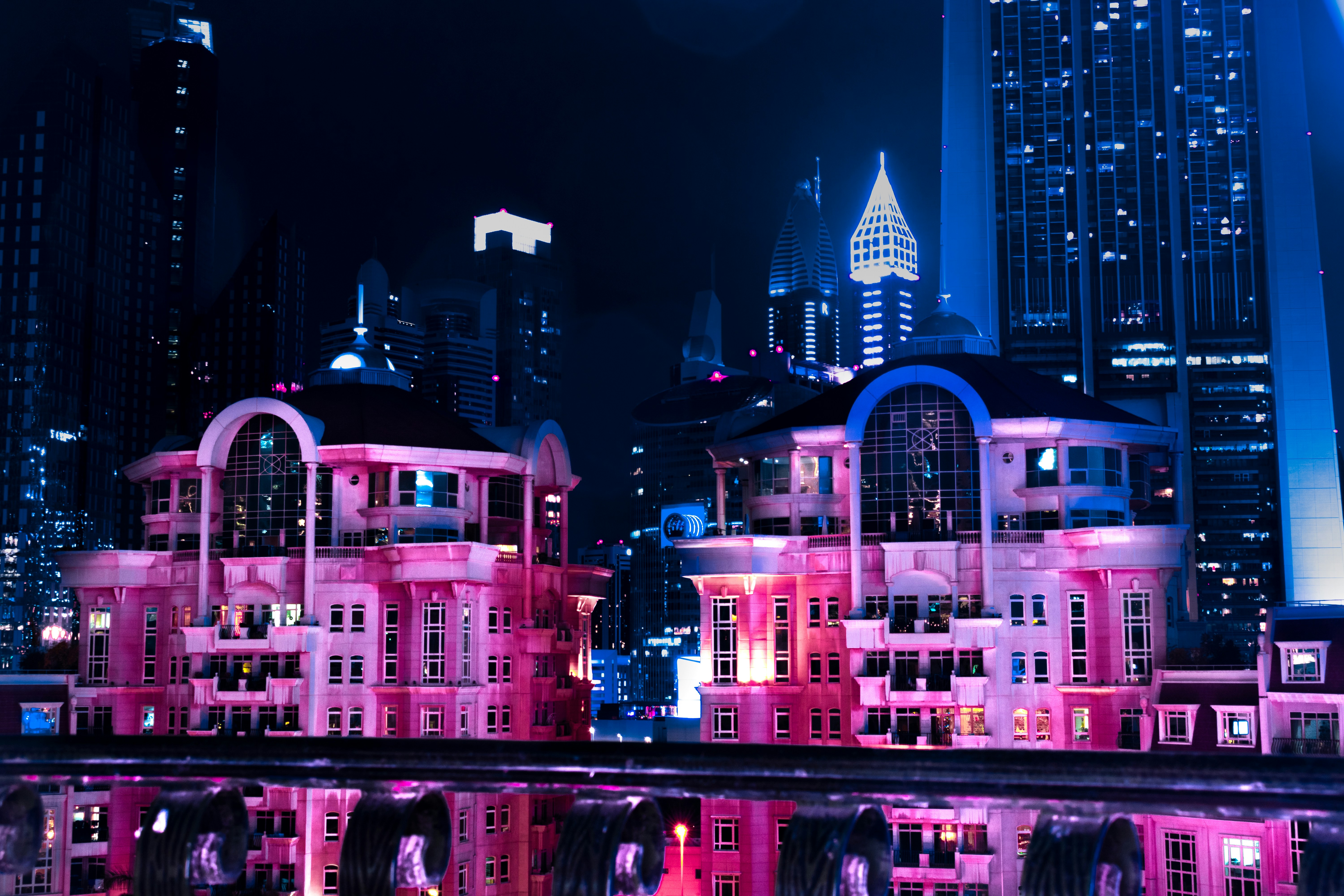 Two pink buildings photo – Free Dubai - united arab emirates Image on ...