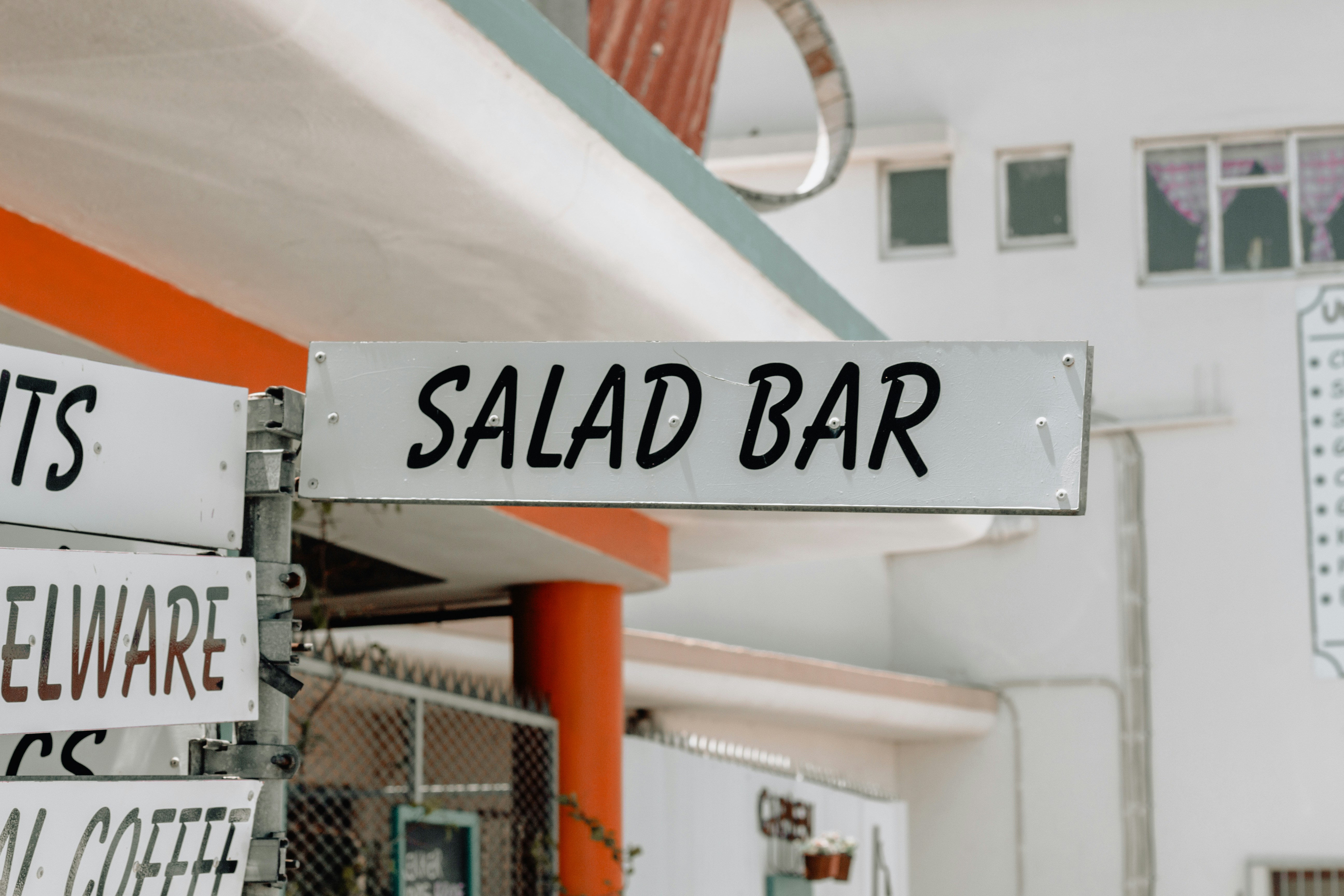 Salad bar signage on post signage photo – Free Mozart's restaurant ...
