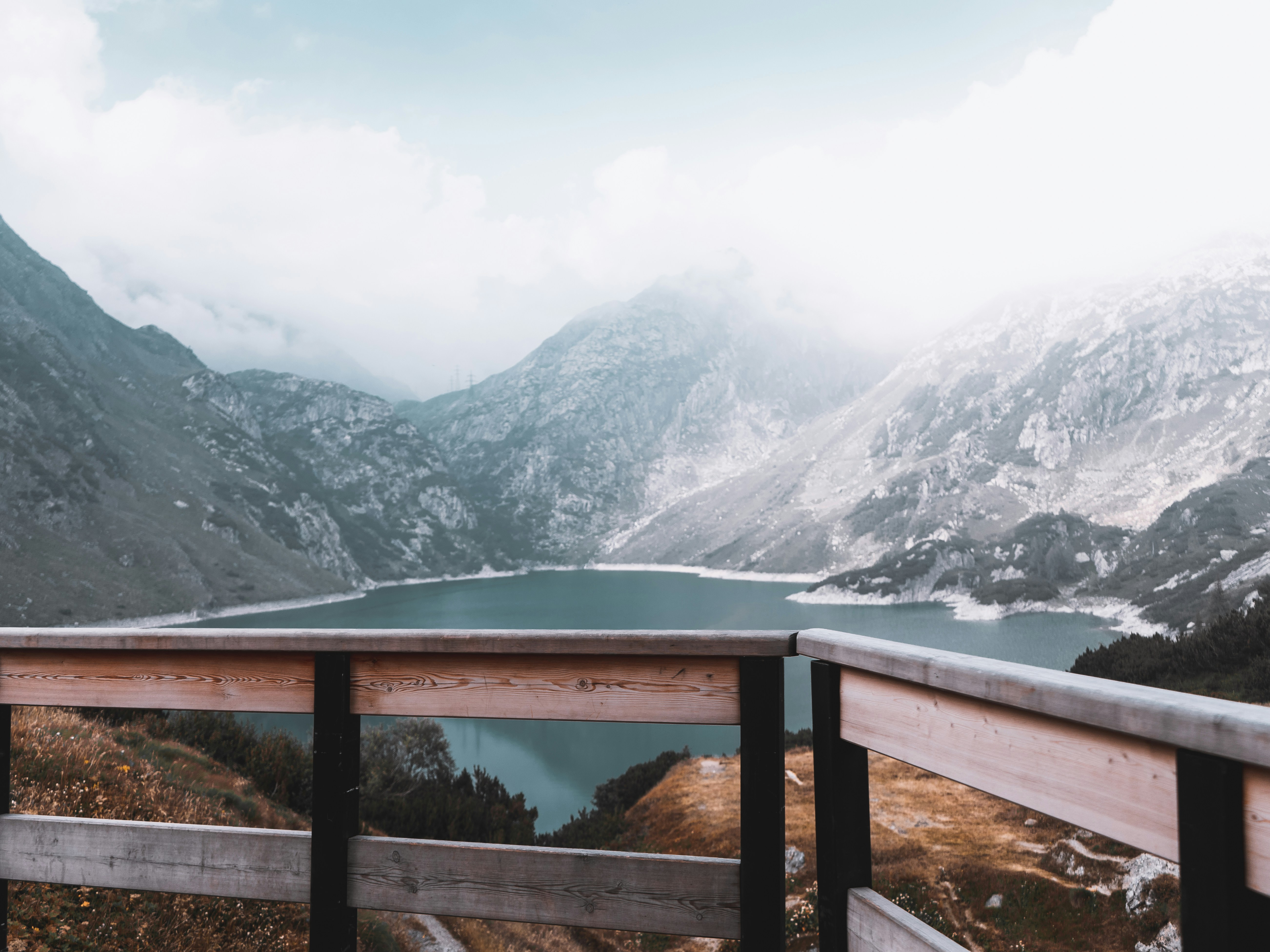 Mist-Curtain Over a Quiet Alpine Lake