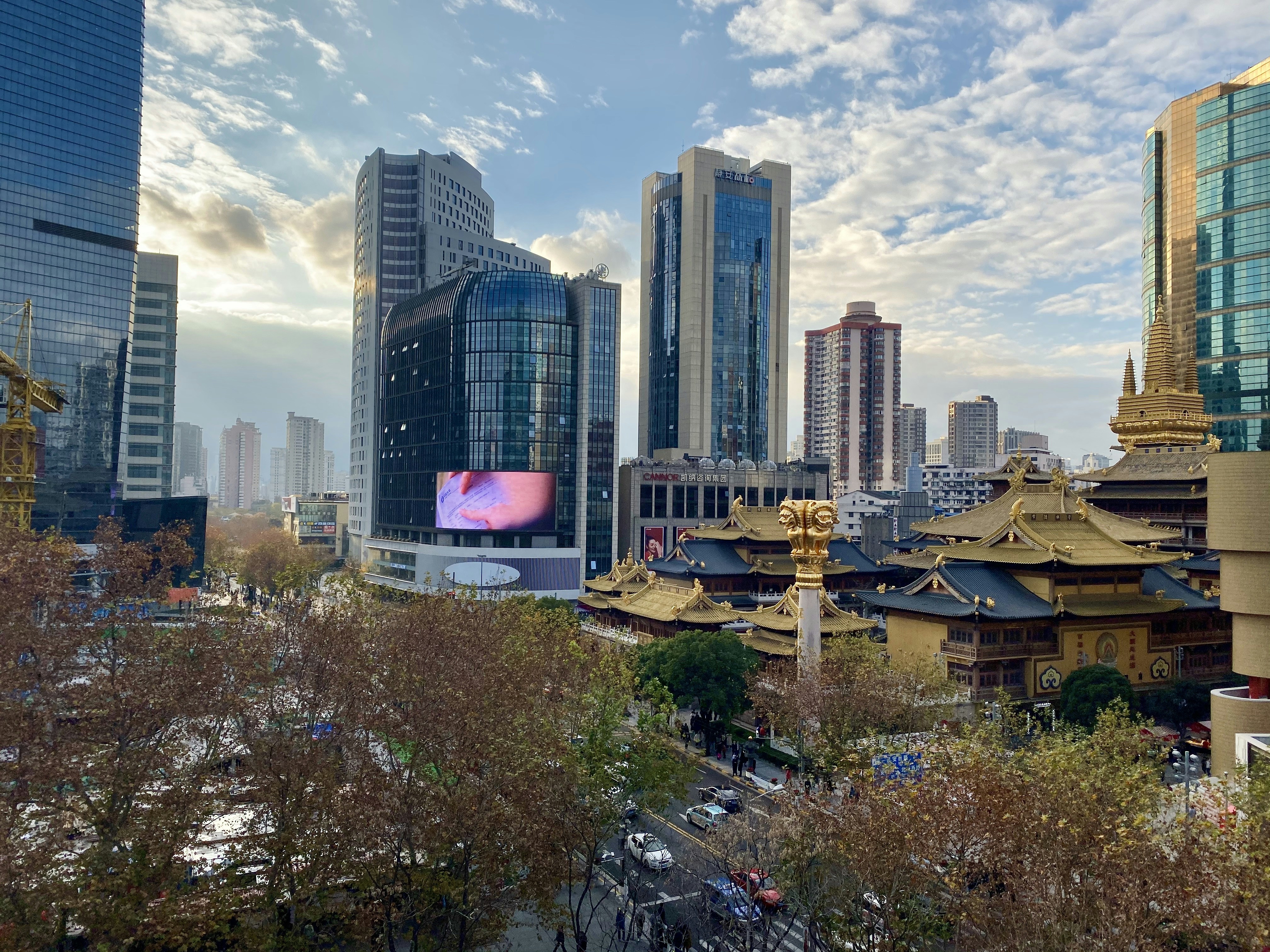 City Temple in Golden Light: Skyscrapers Meet Ancients