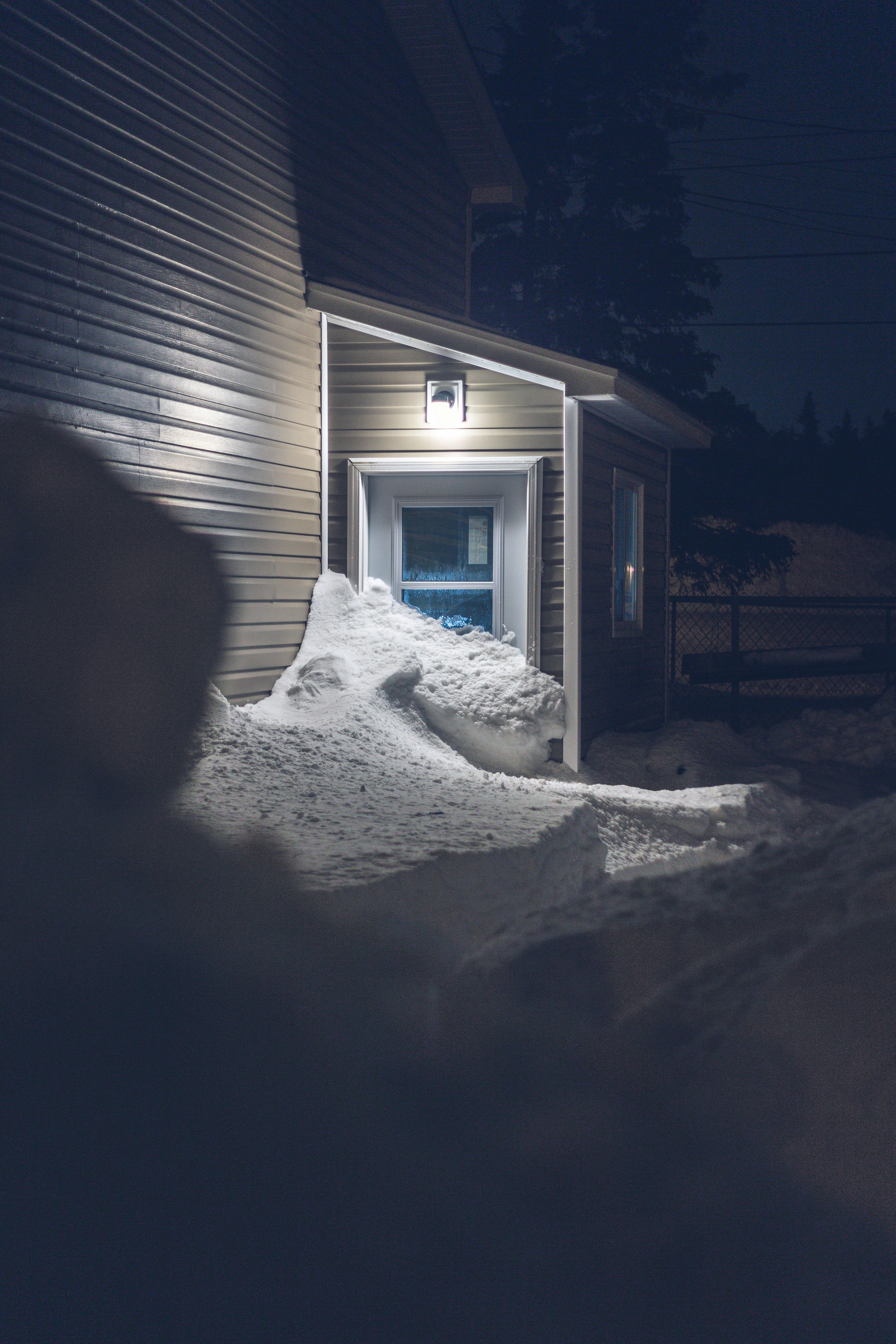Brown wooden house covered with snow during night time photo – Free ...