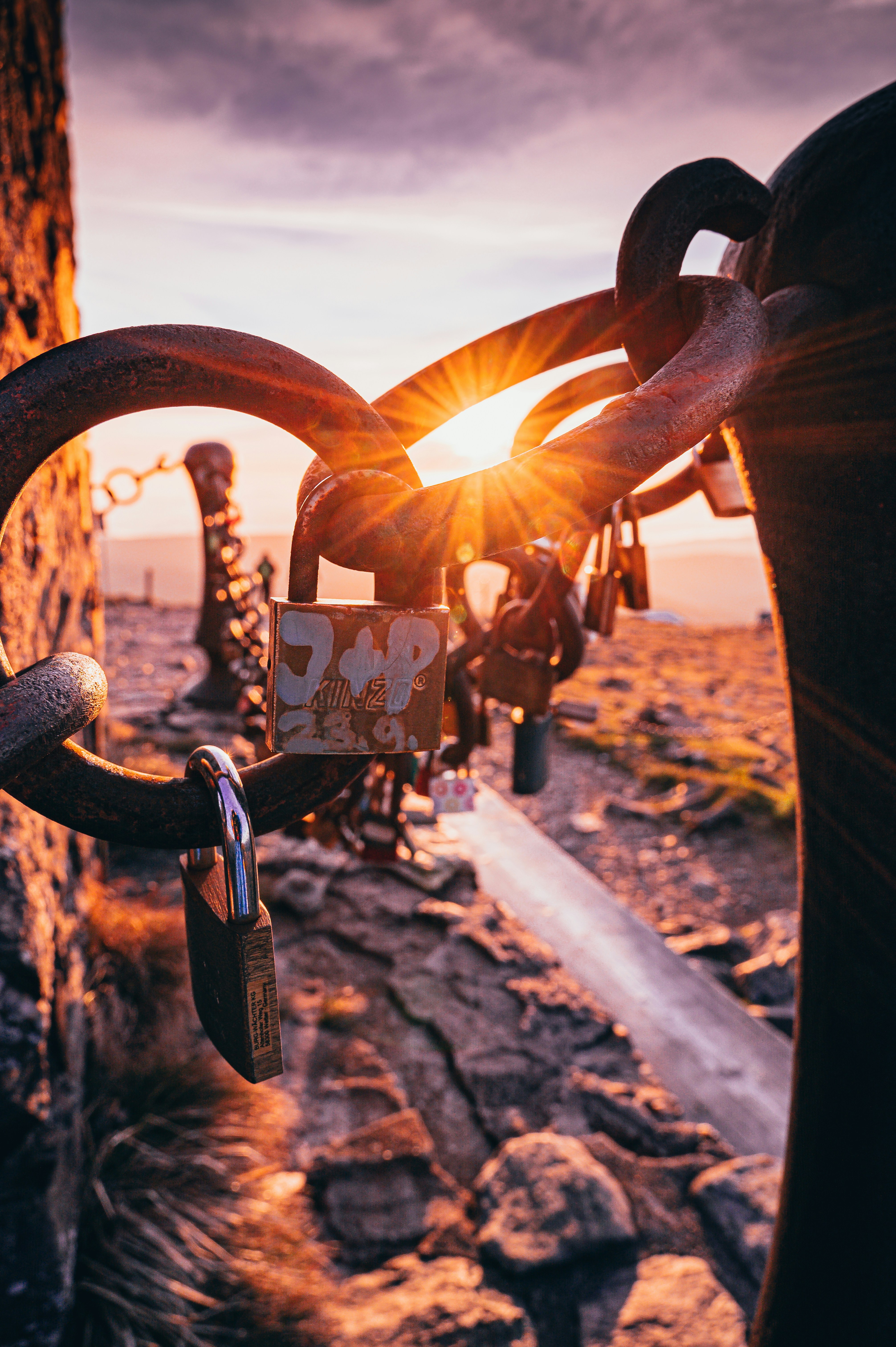 Padlock of love on the top of the Czech Republic - Sněžka