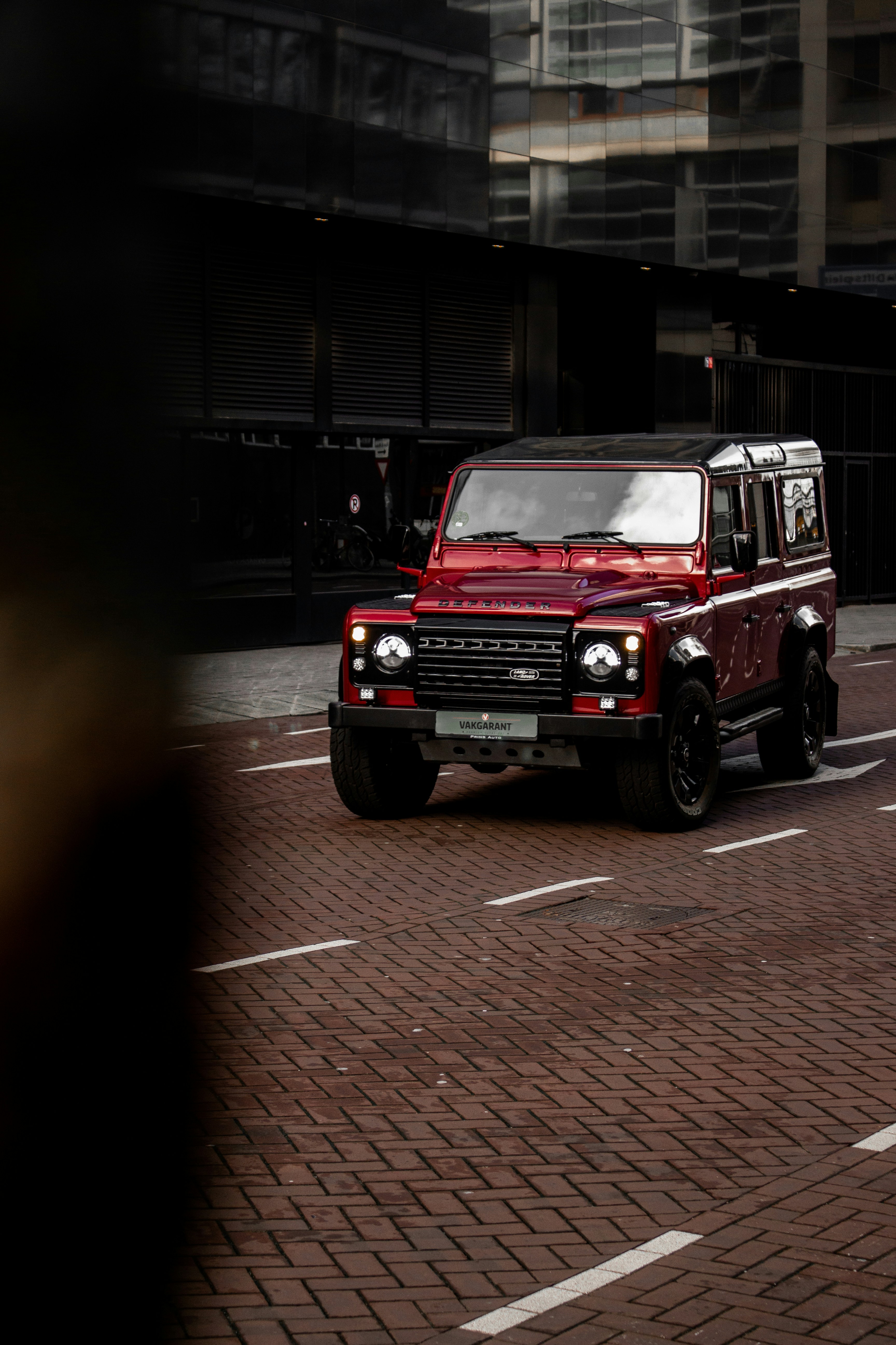 Defender on the road. 