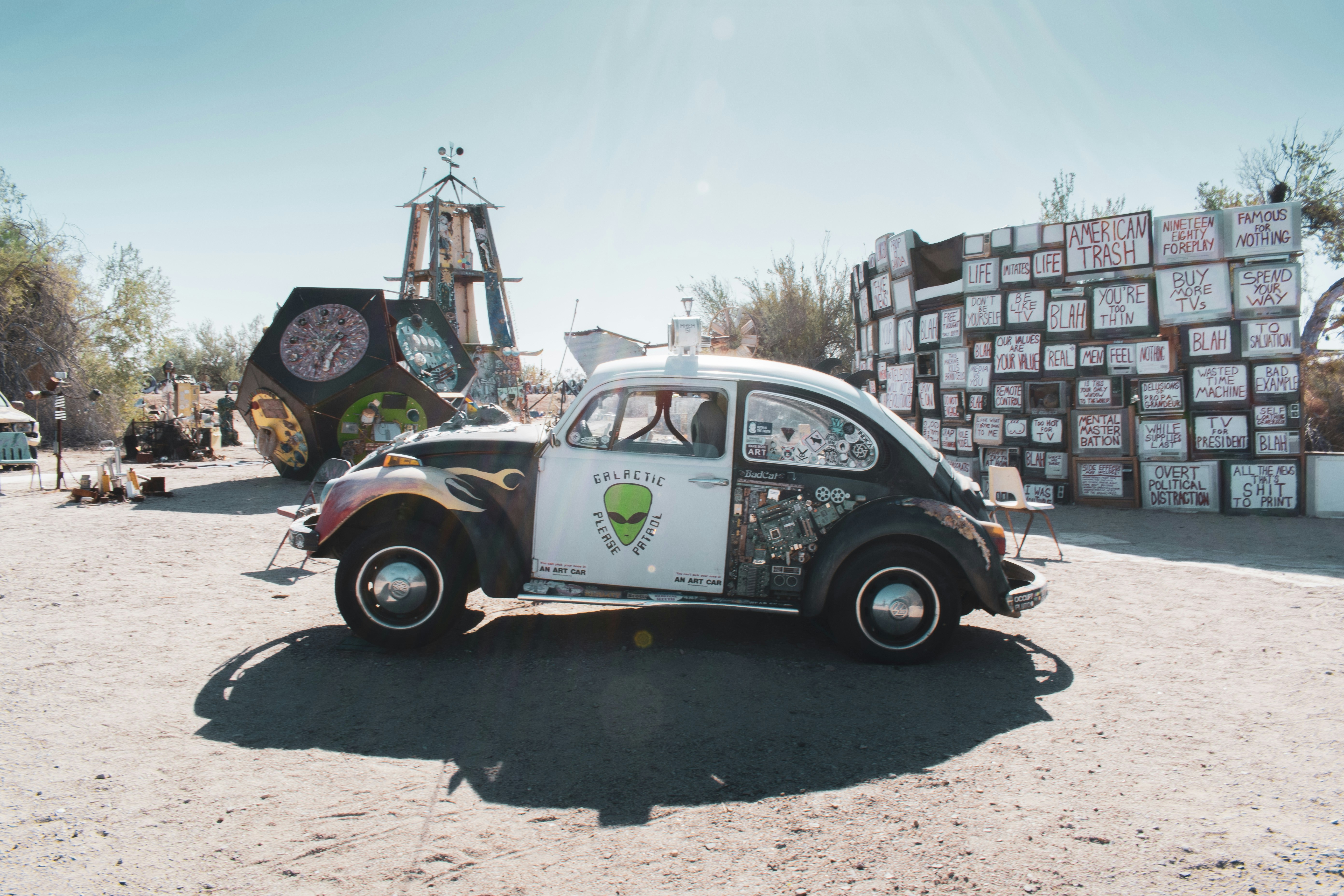 Whimsy on Wheels: A Sunlit Beetle at the Desert Oddities