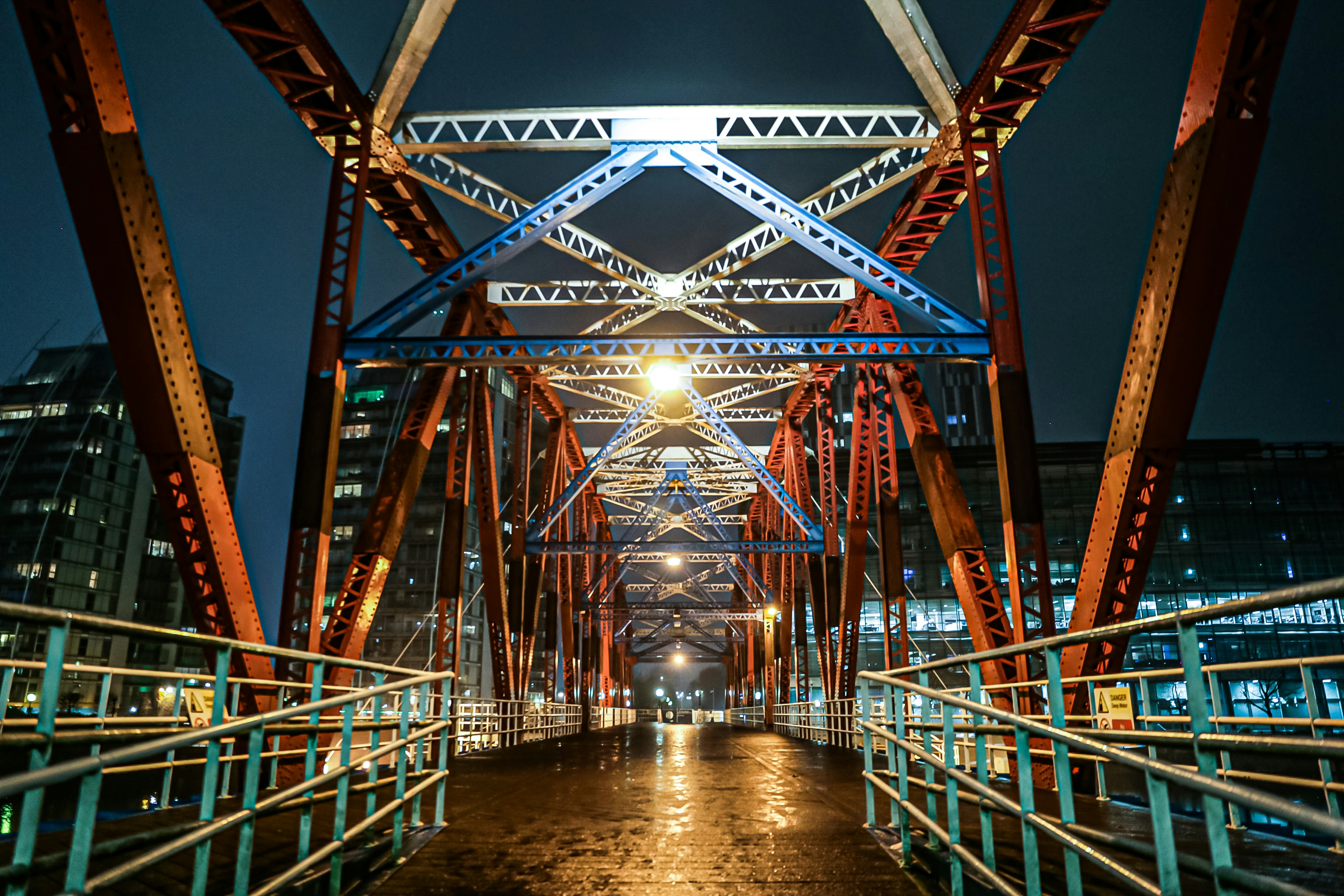Red metal bridge during night time photo – Free Architecture Image on ...