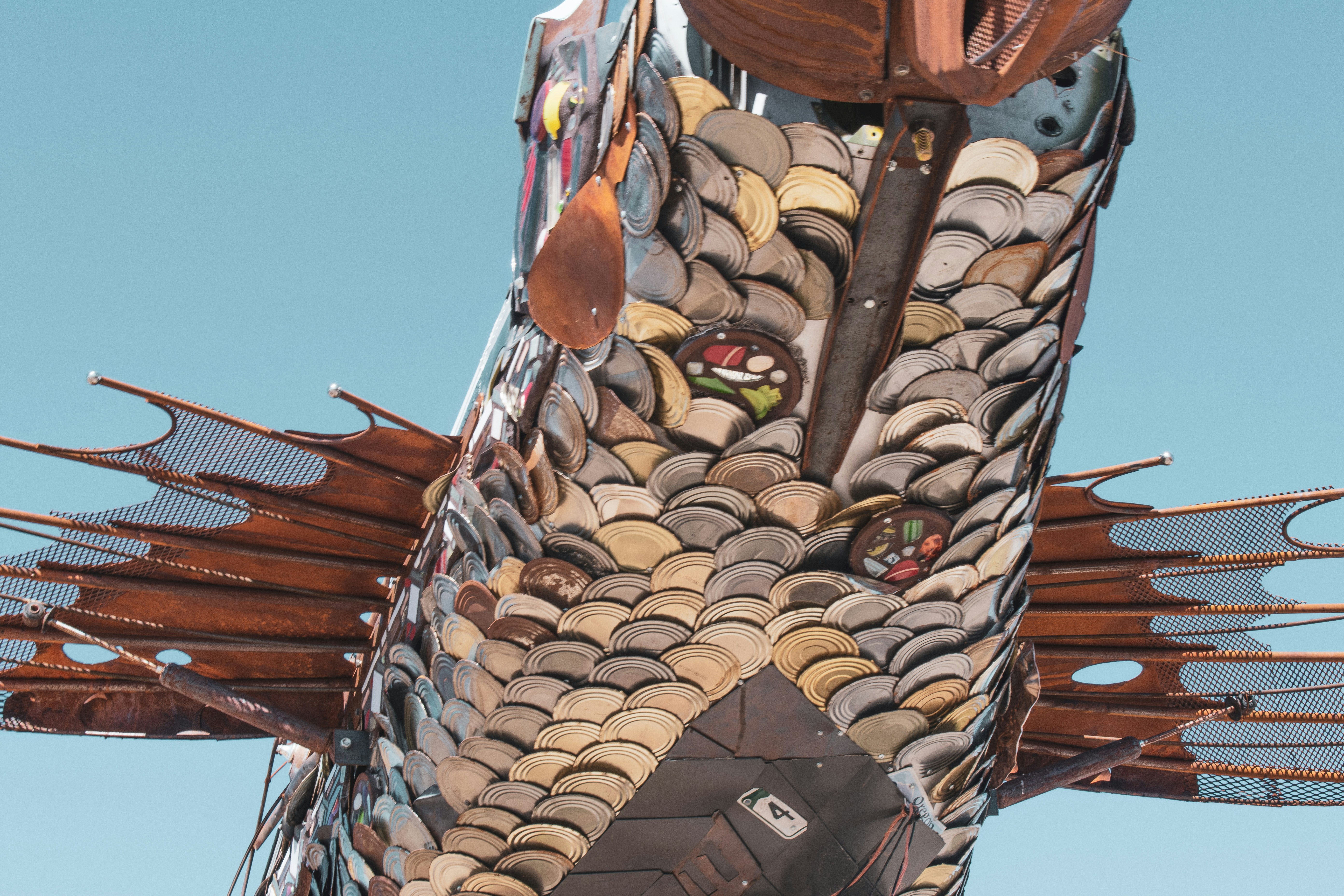 Fish airplane sculpture in Bombay Beach