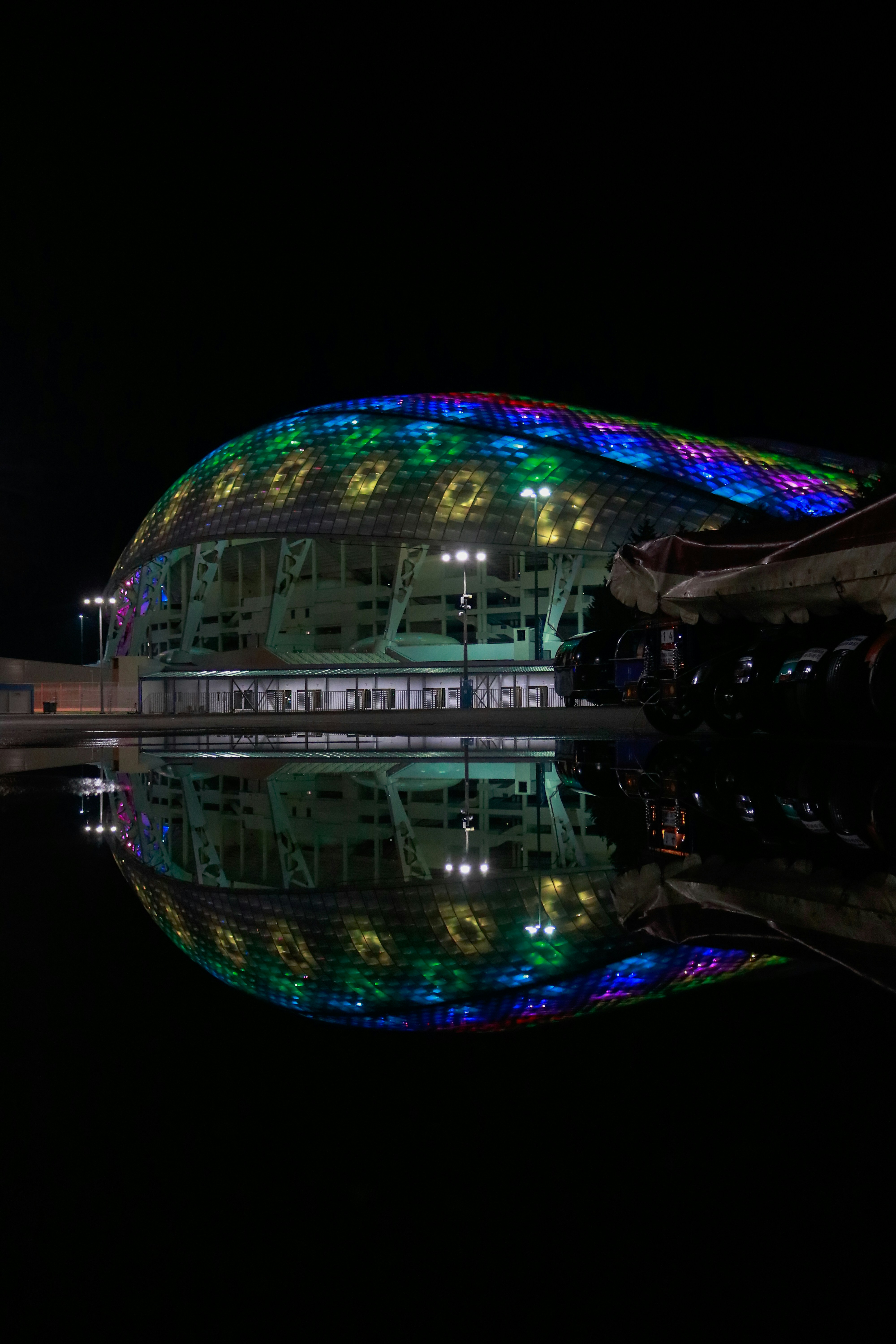 Reflected Cathedral: Night Neon and Silent Water