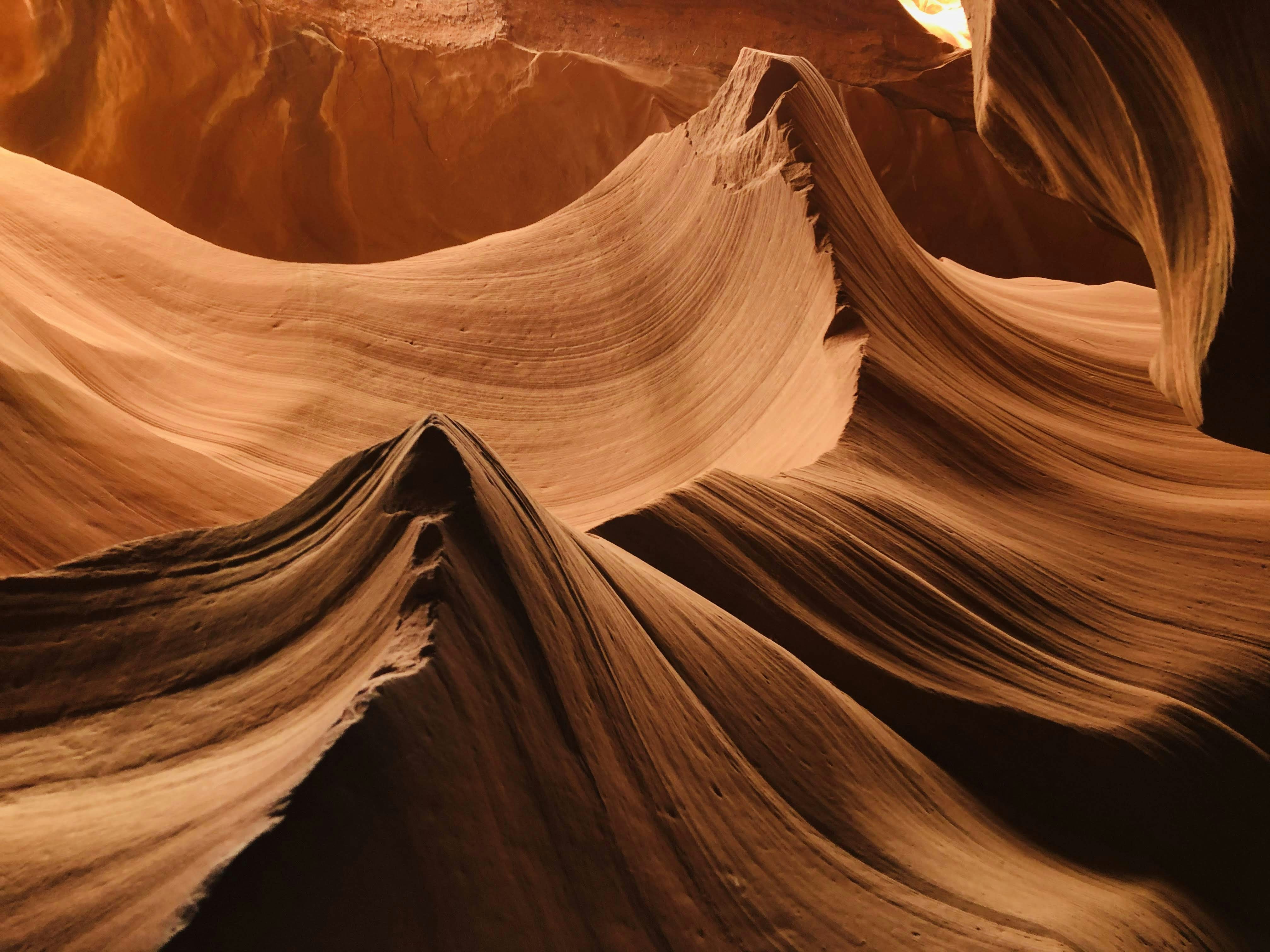Copper Waves in a Sunlit Canyon: Sculpted Light in Stone