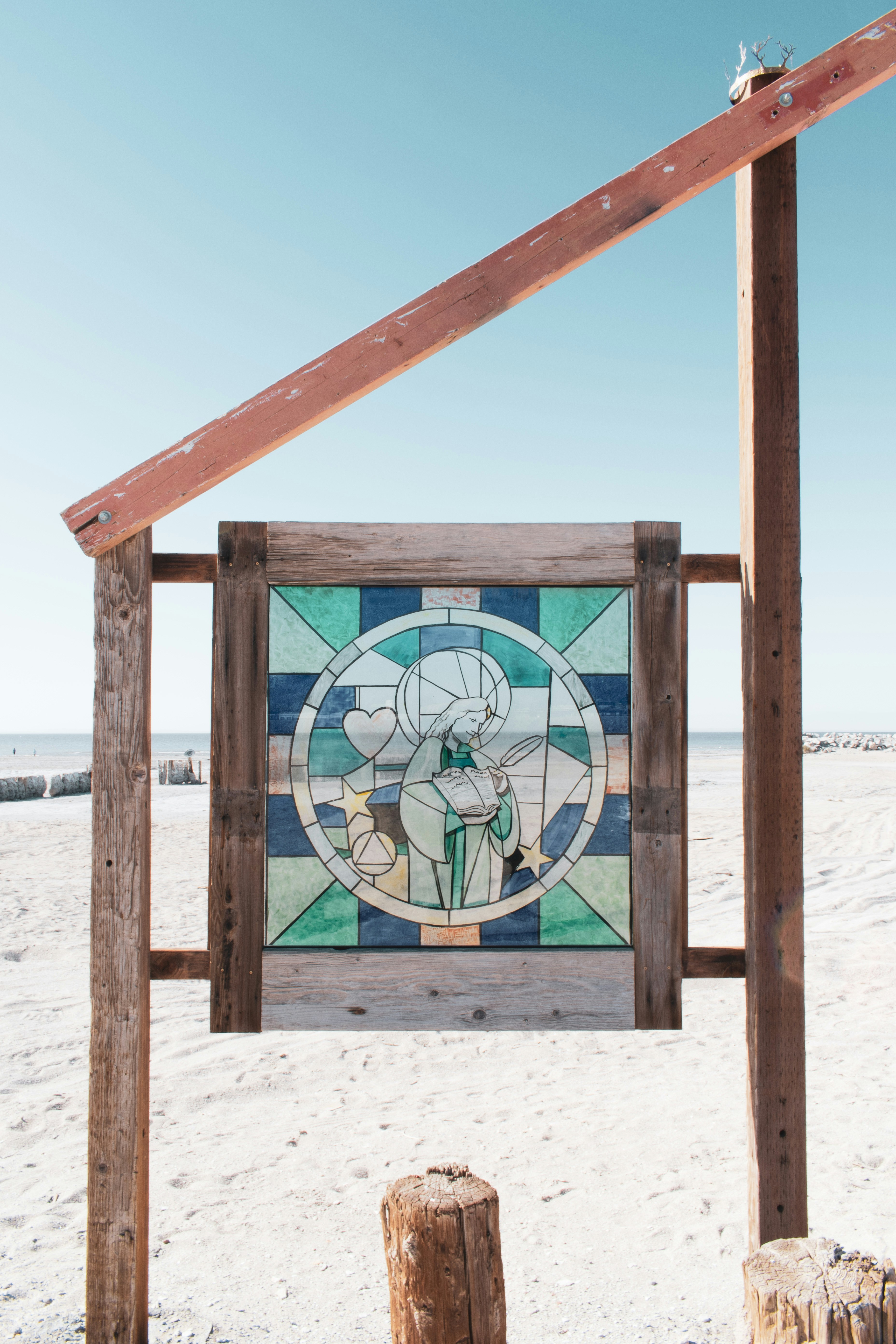 Stained Panel on a Sunlit Beach Frame