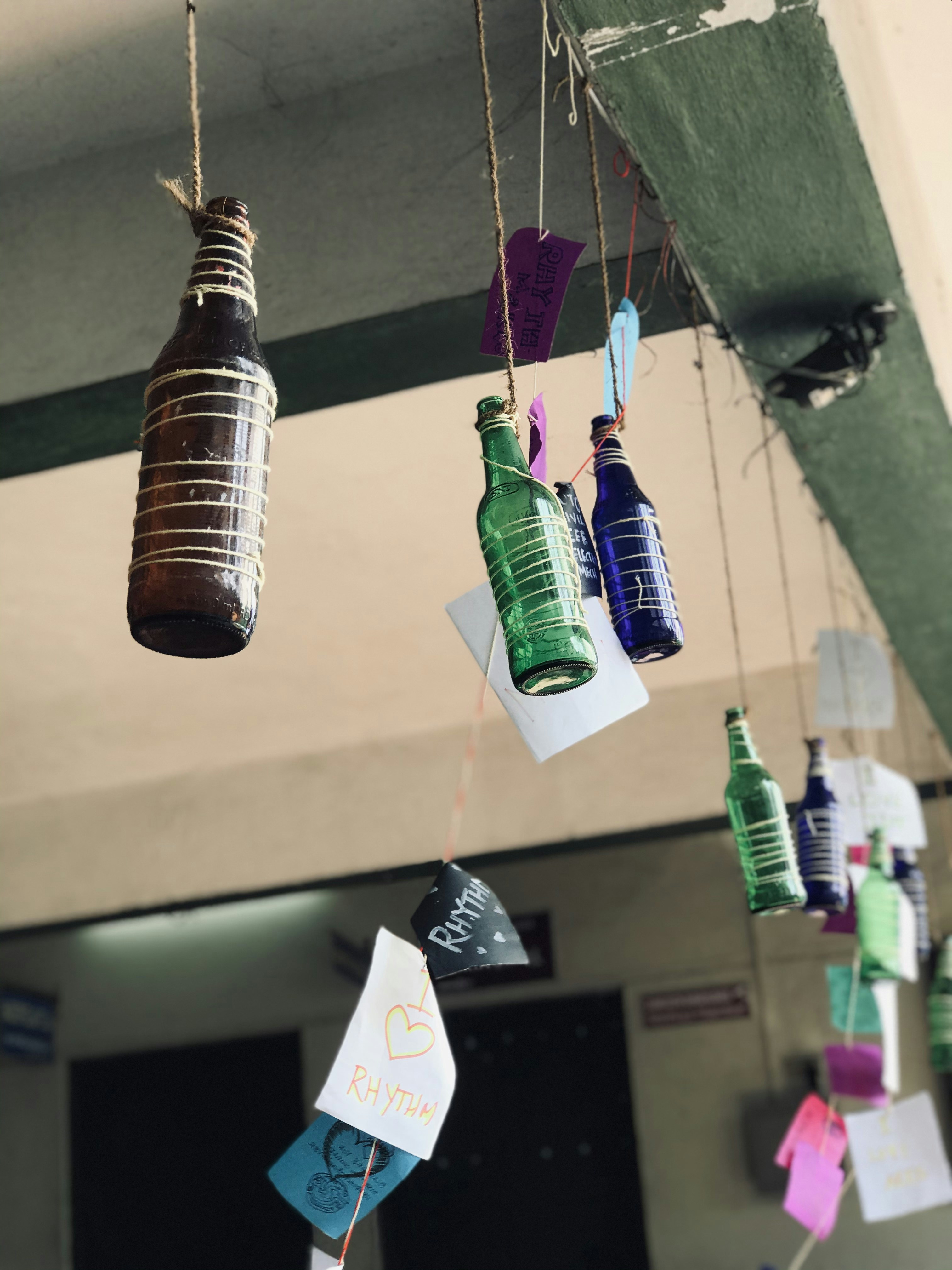 Suspended Colors: Recycled Bottles as Kinetic Art