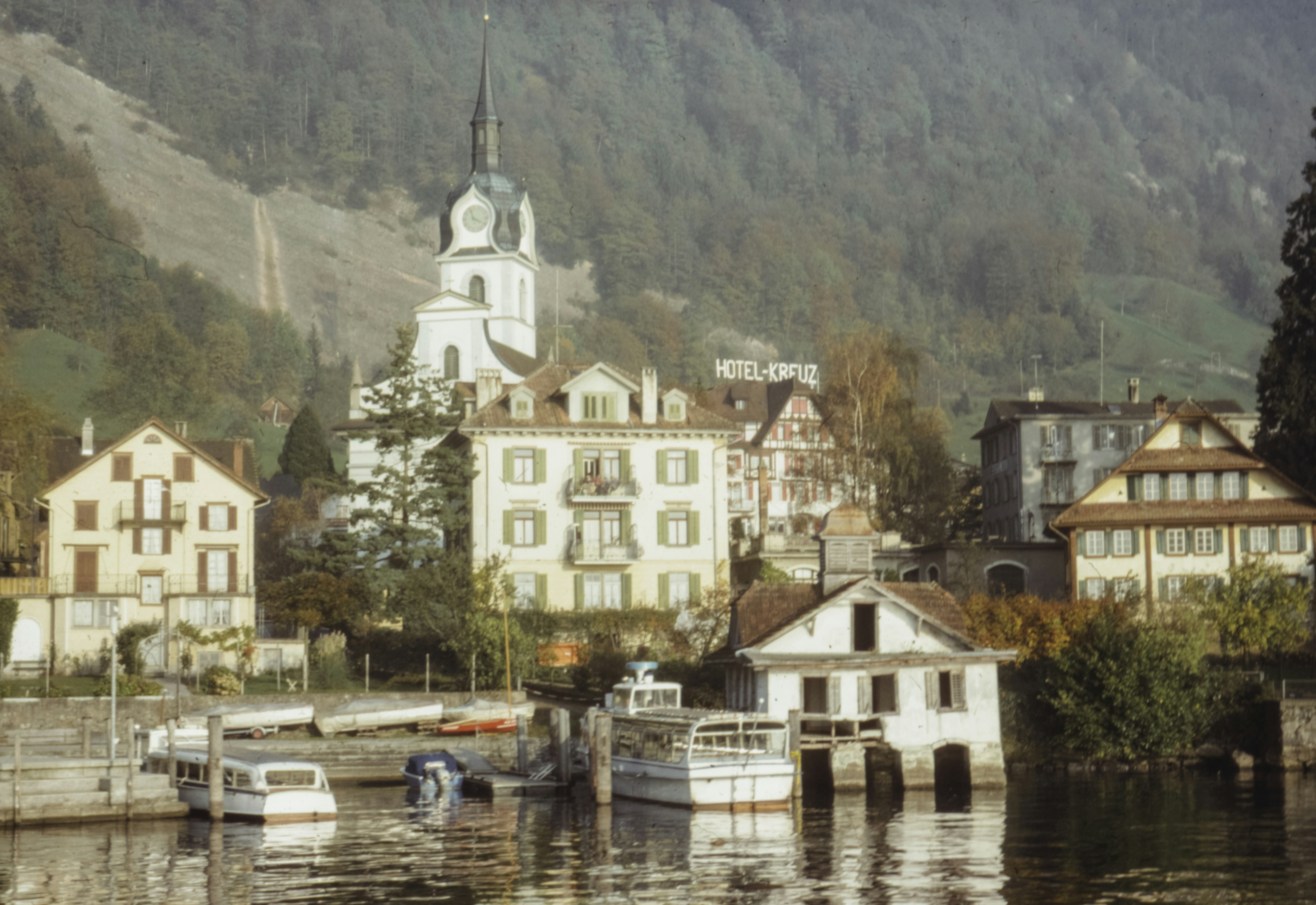Harborfront Village Revealed by Quiet Morning Mist