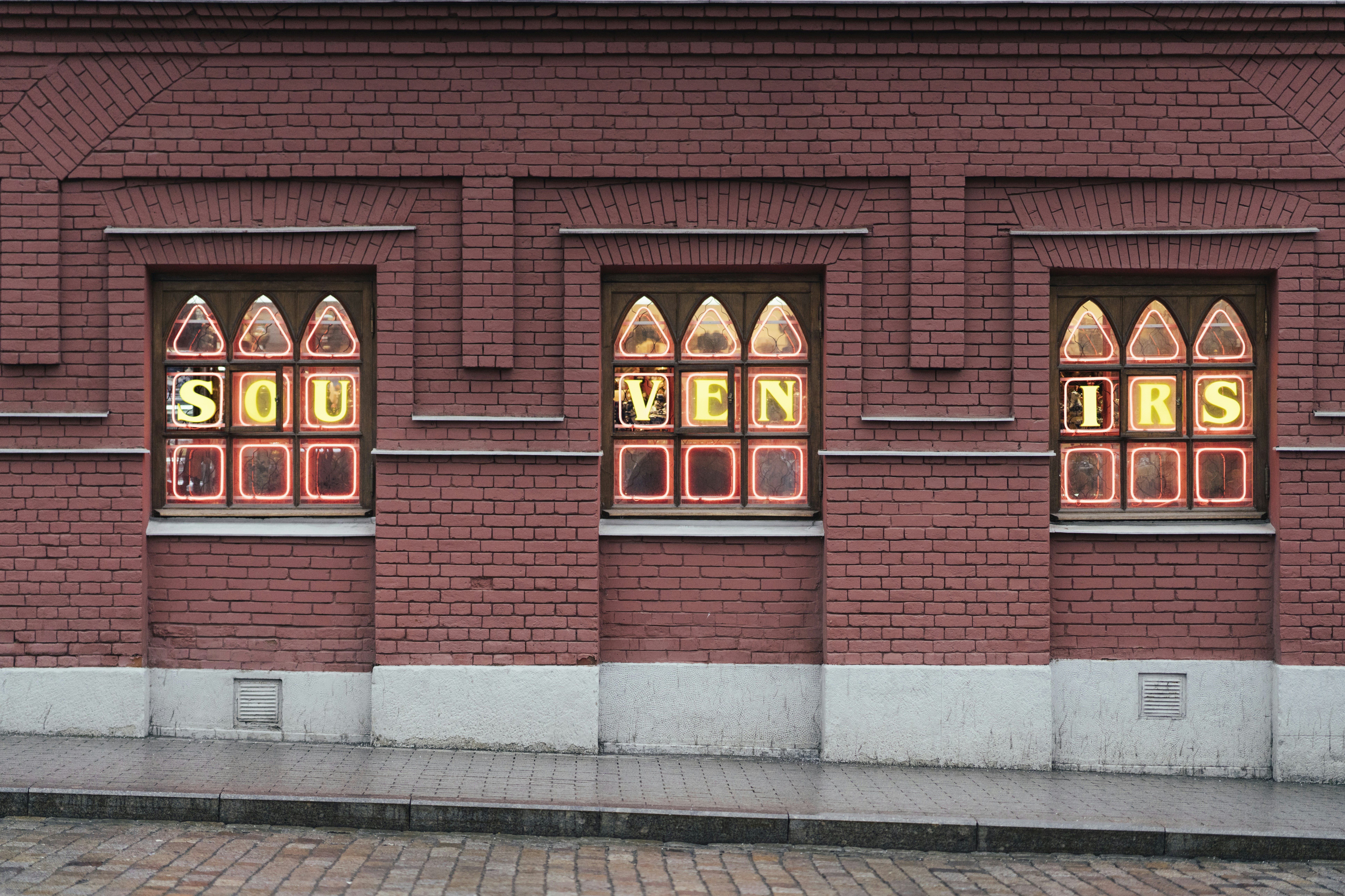 Neon Mosaic in the Brick Wall