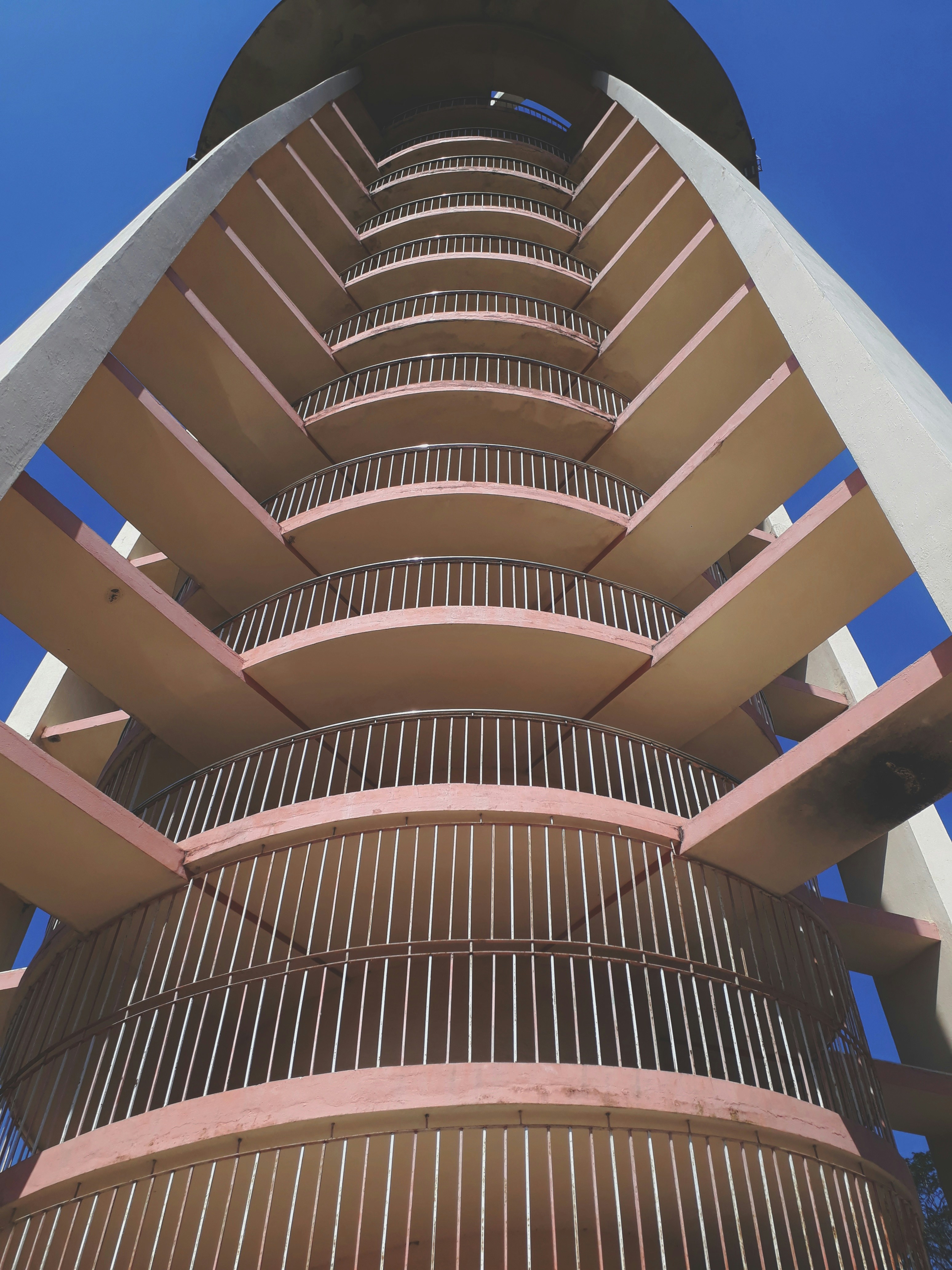 Upward Spiral: Balconies Converge Toward the Sky