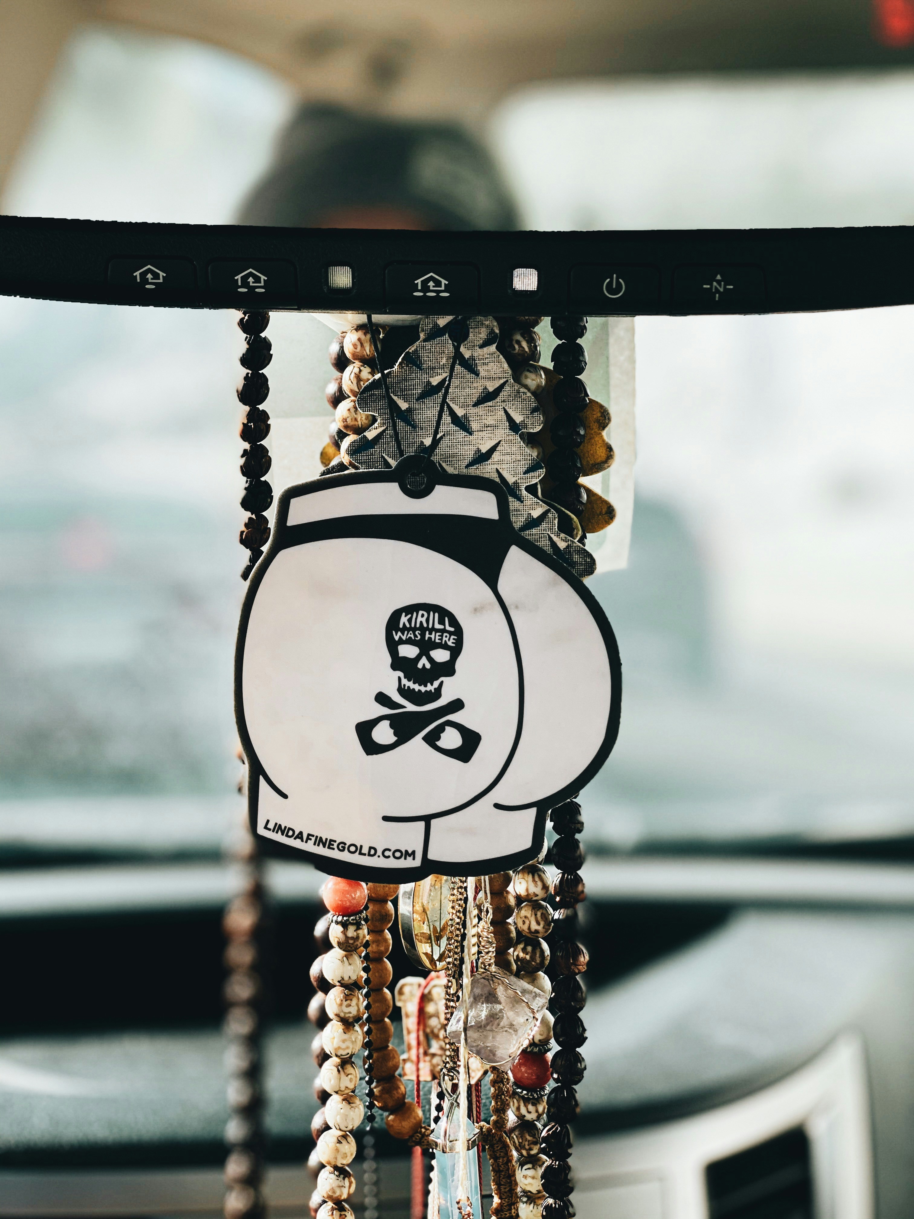 Beaded Hangs and Sticker Charm in the Cab