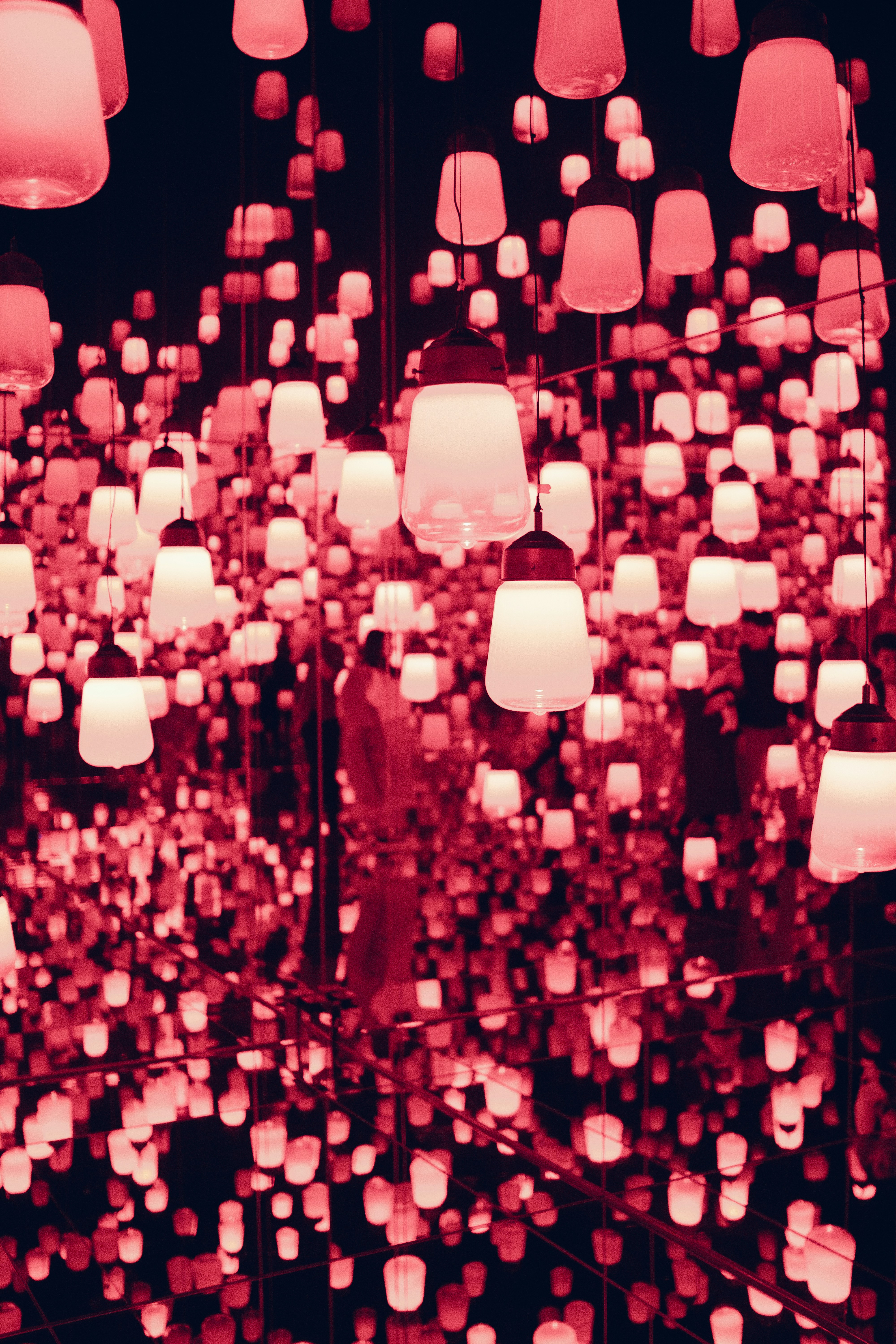 Red and white pendant lamps photo – Free Teamlab borderless Image on ...