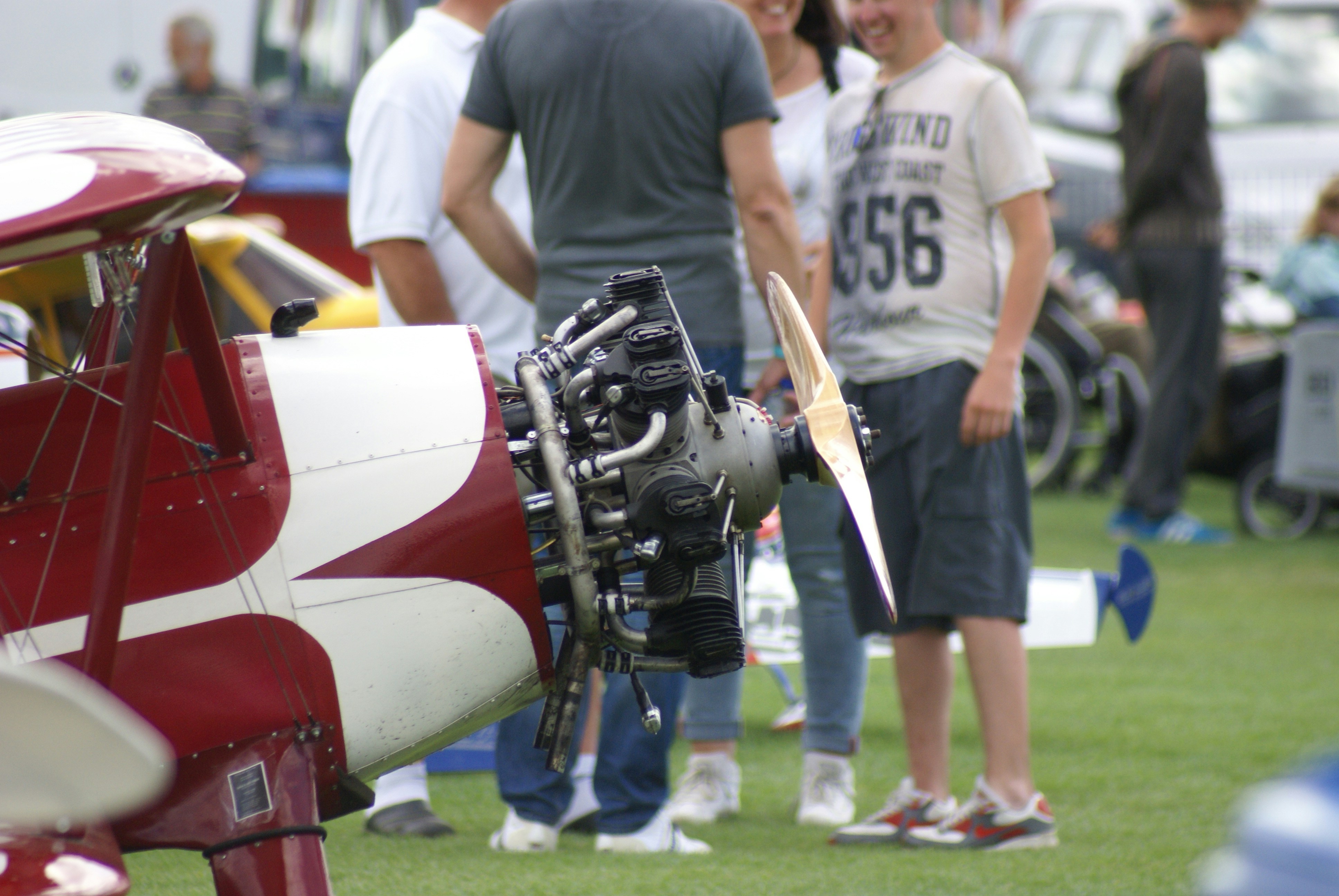 Aviation Enthusiasts Gather Around Vintage Aircraft