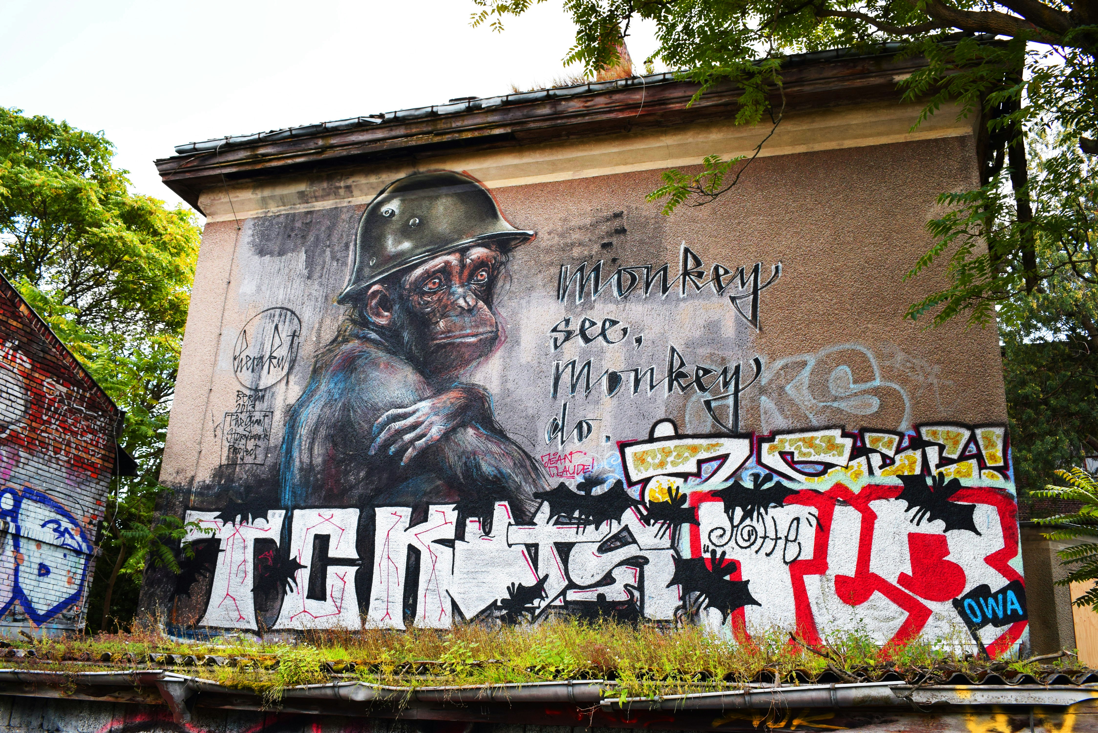 black and white mans face graffiti