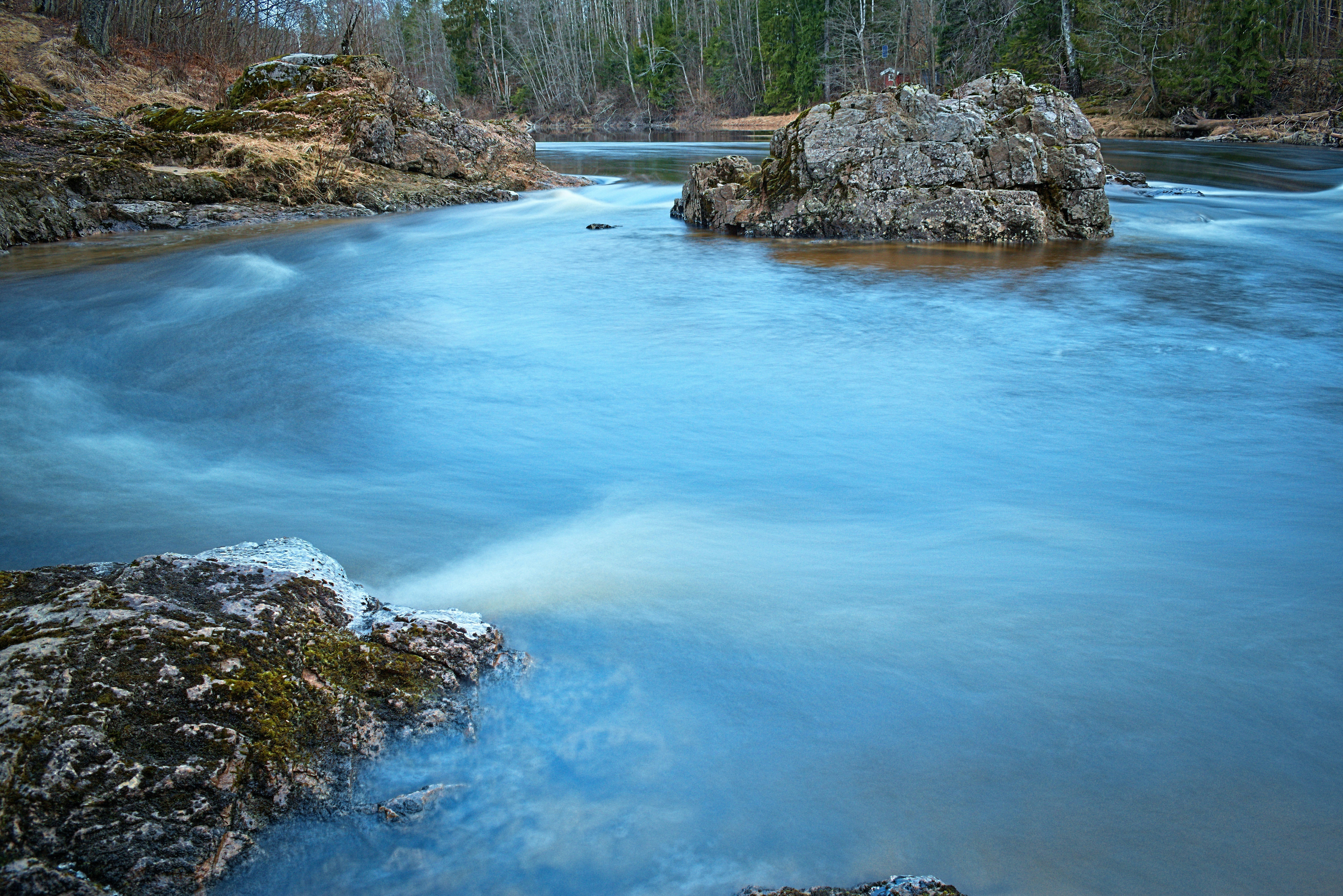 Silken Blue Current Between Granite Islands