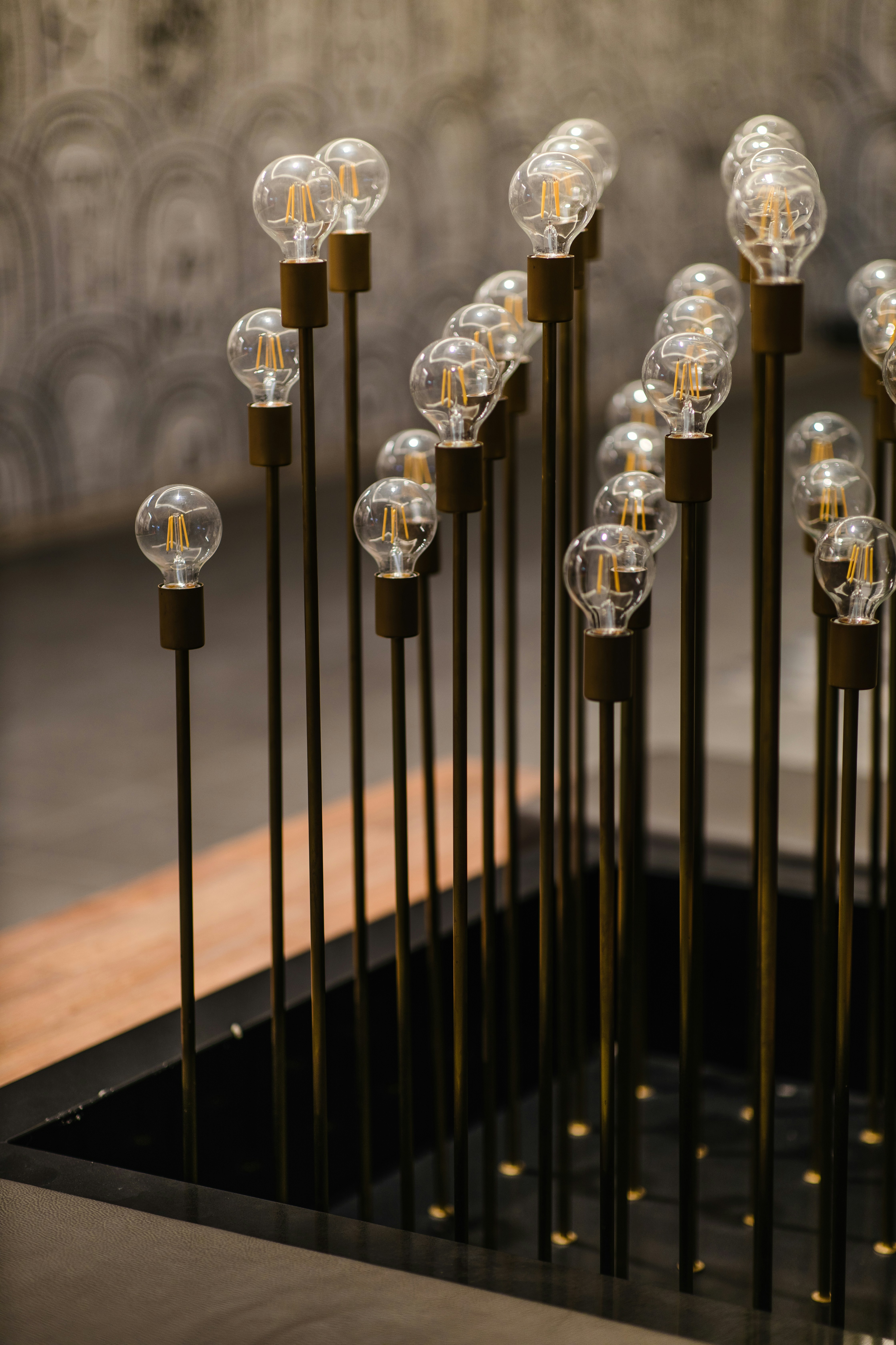 Constellation of Quiet Bulbs: Edison Filaments on a Grid of Stems
