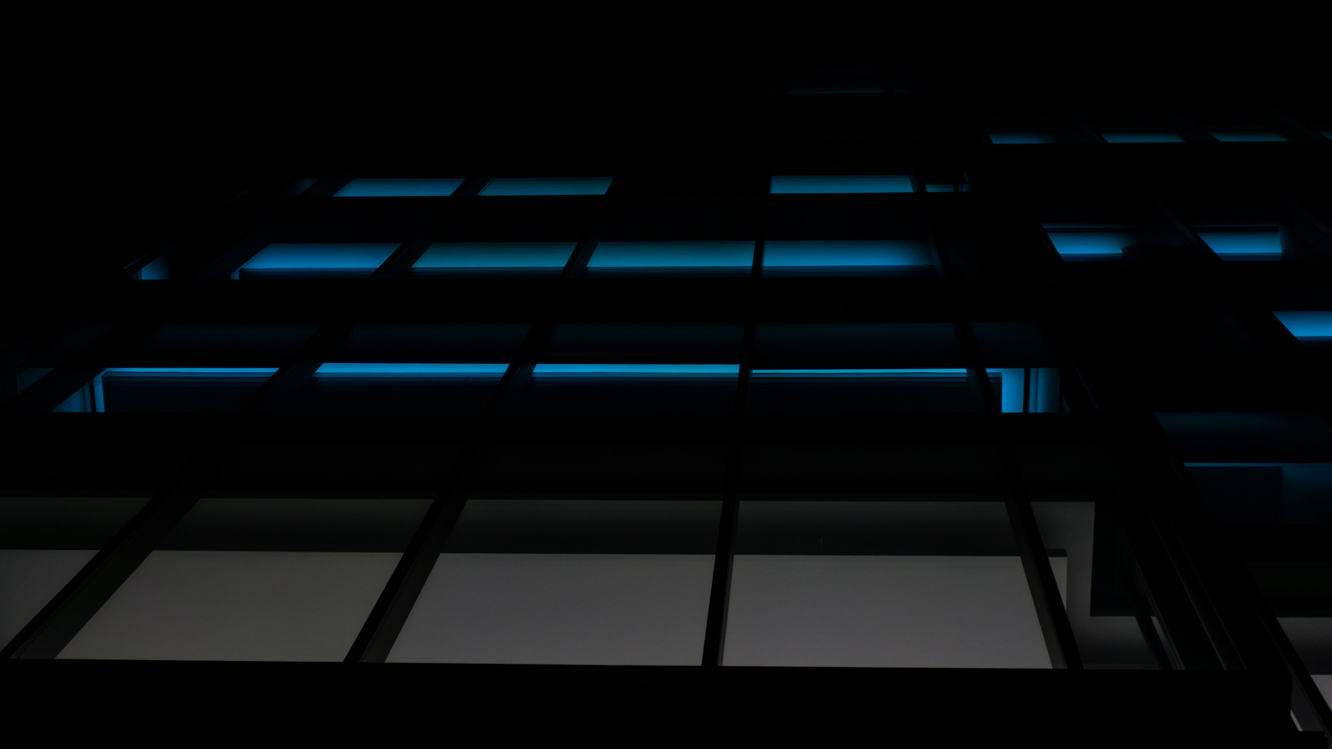 Neon Grid in the Dark: A Quiet Facade of City Light